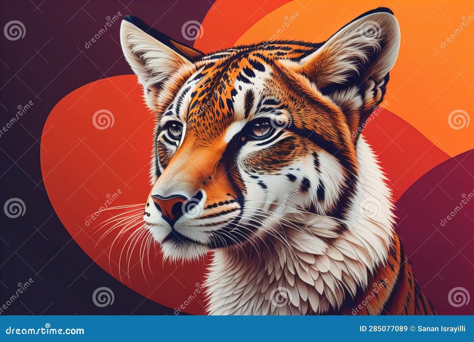 Tiger Head with Colorful Background. Ai Generative Stock Illustration ...