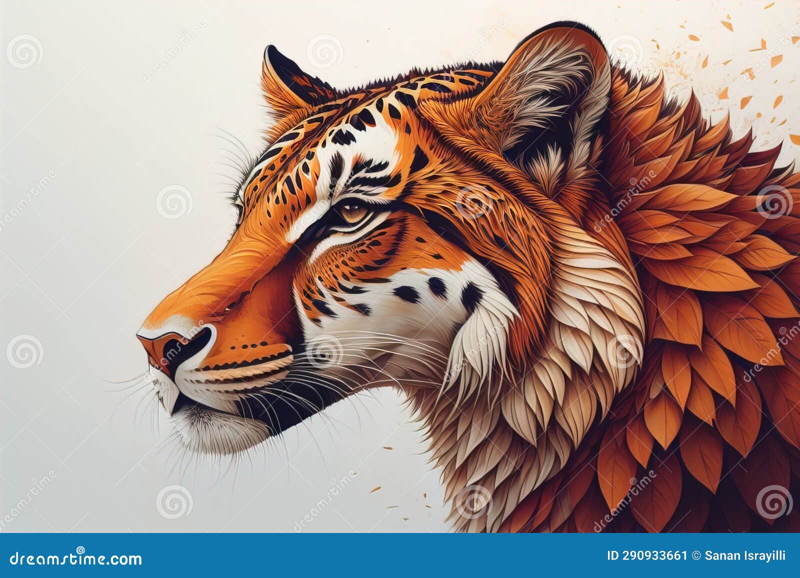 Tiger Head with Colorful Background. Ai Generative Stock Illustration ...