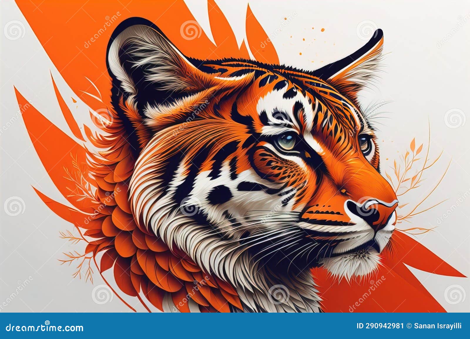 Tiger Head with Colorful Background. Ai Generative Stock Image - Image ...
