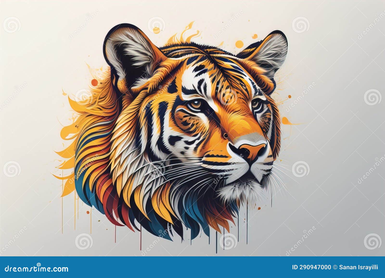 Tiger Head with Colorful Background. Ai Generative Stock Photo - Image ...