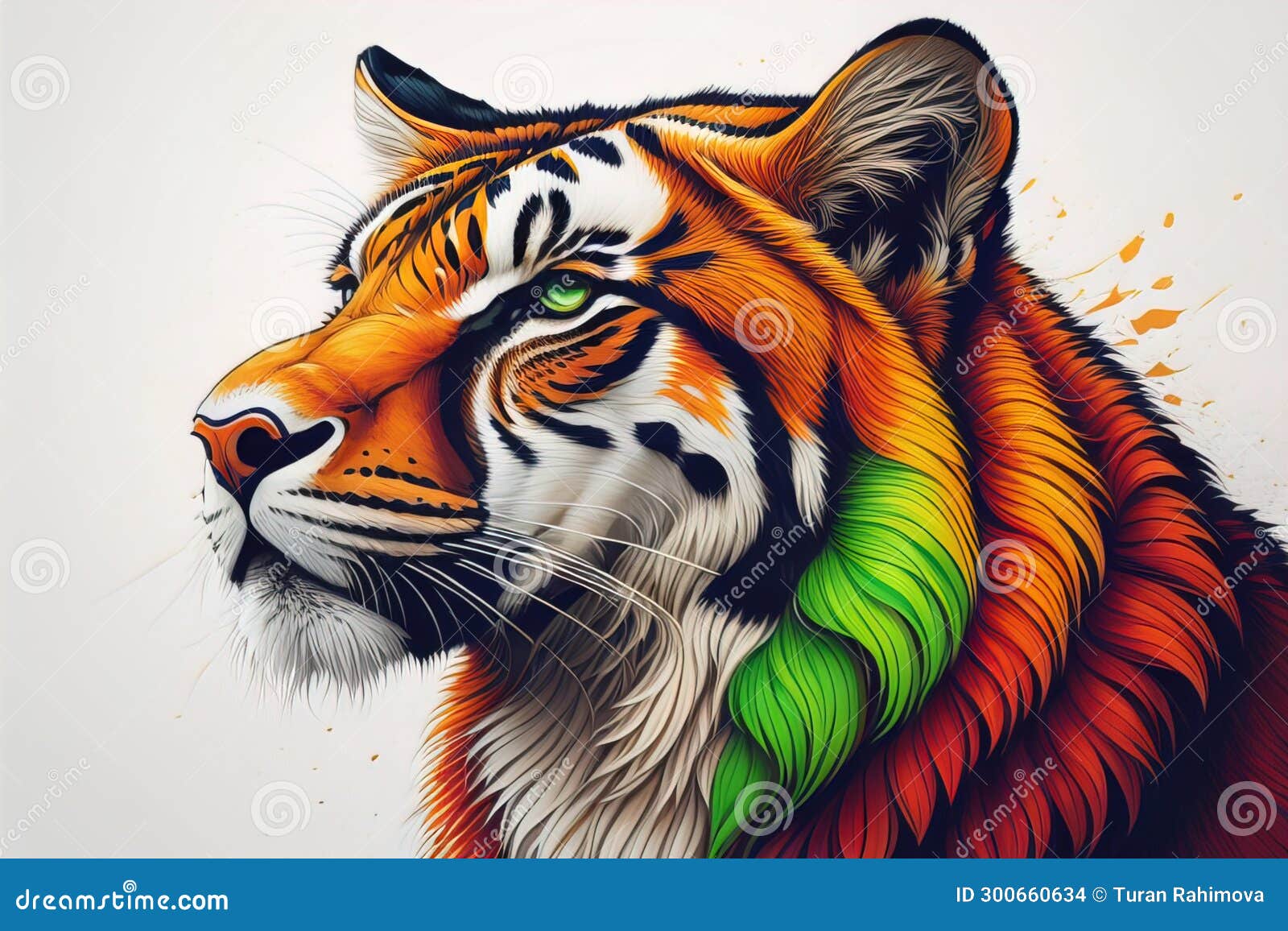 Tiger Head with Colorful Background. Ai Generative Stock Illustration ...