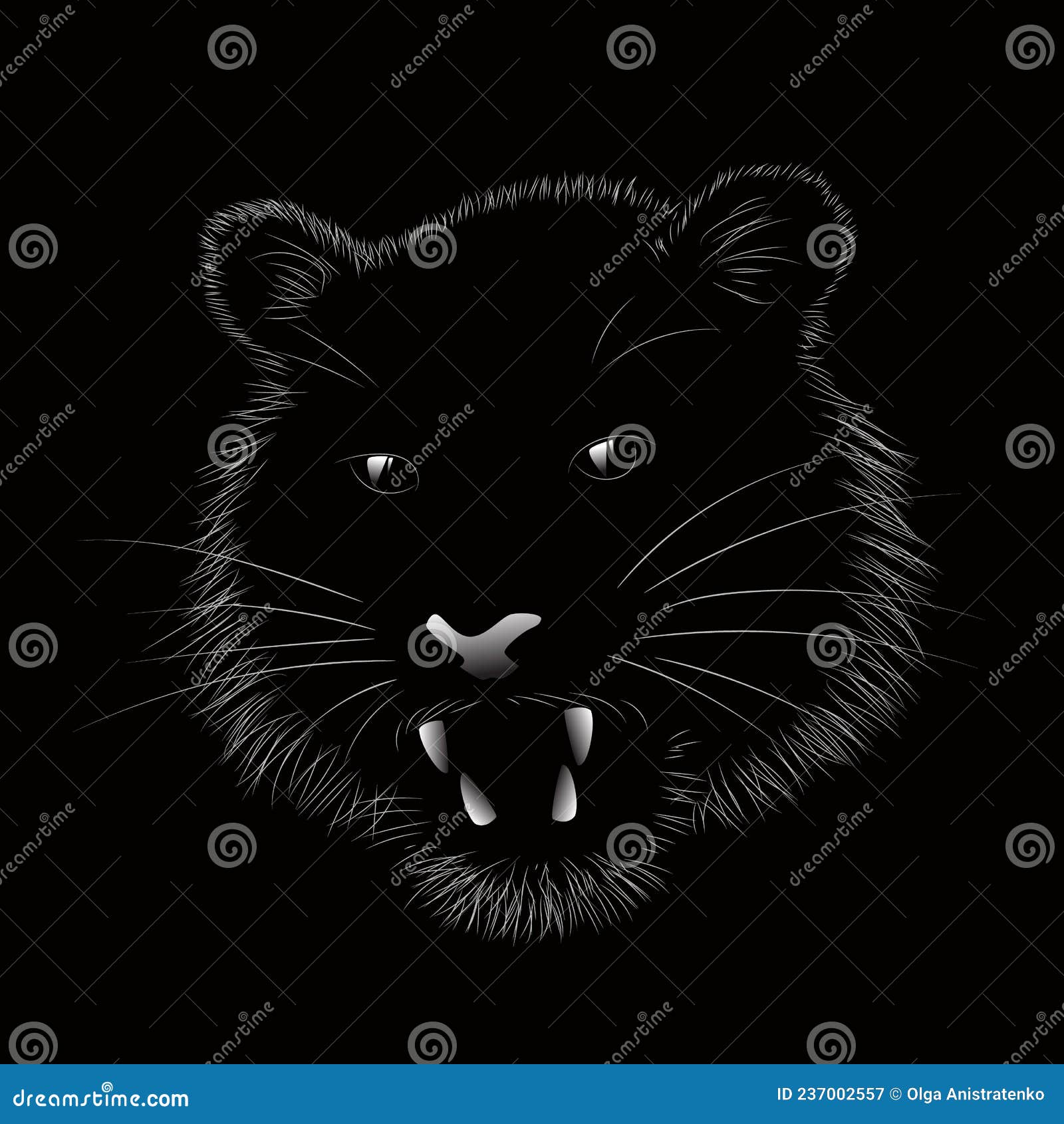 Tiger Head Contour of the Animal in the Backlight Stock Vector ...