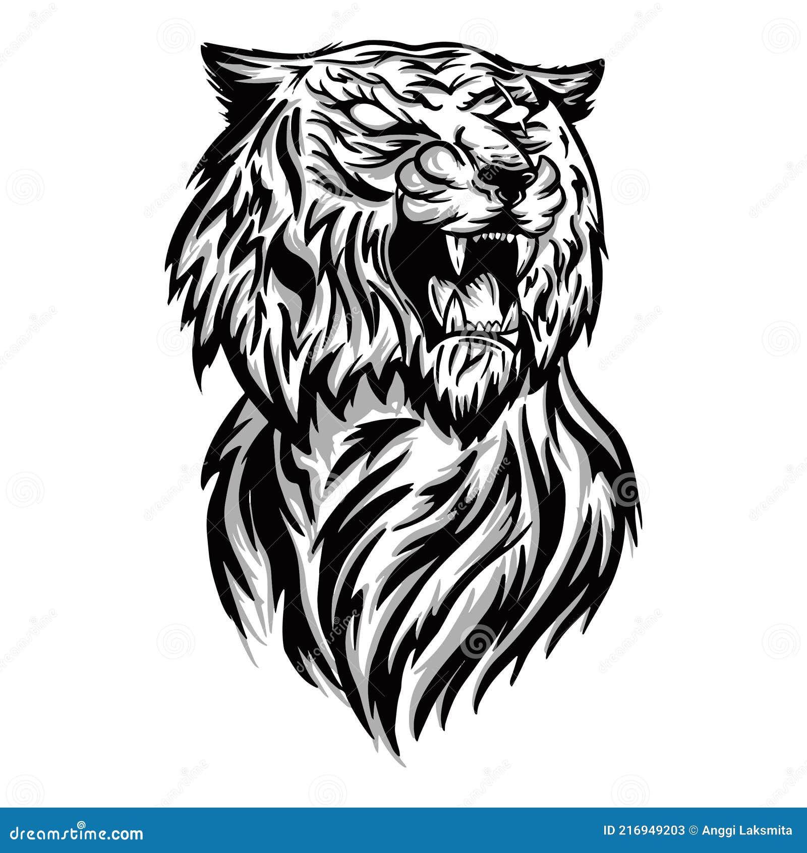 Tiger Head Dashing Vector Illustration Stock Vector - Illustration of ...