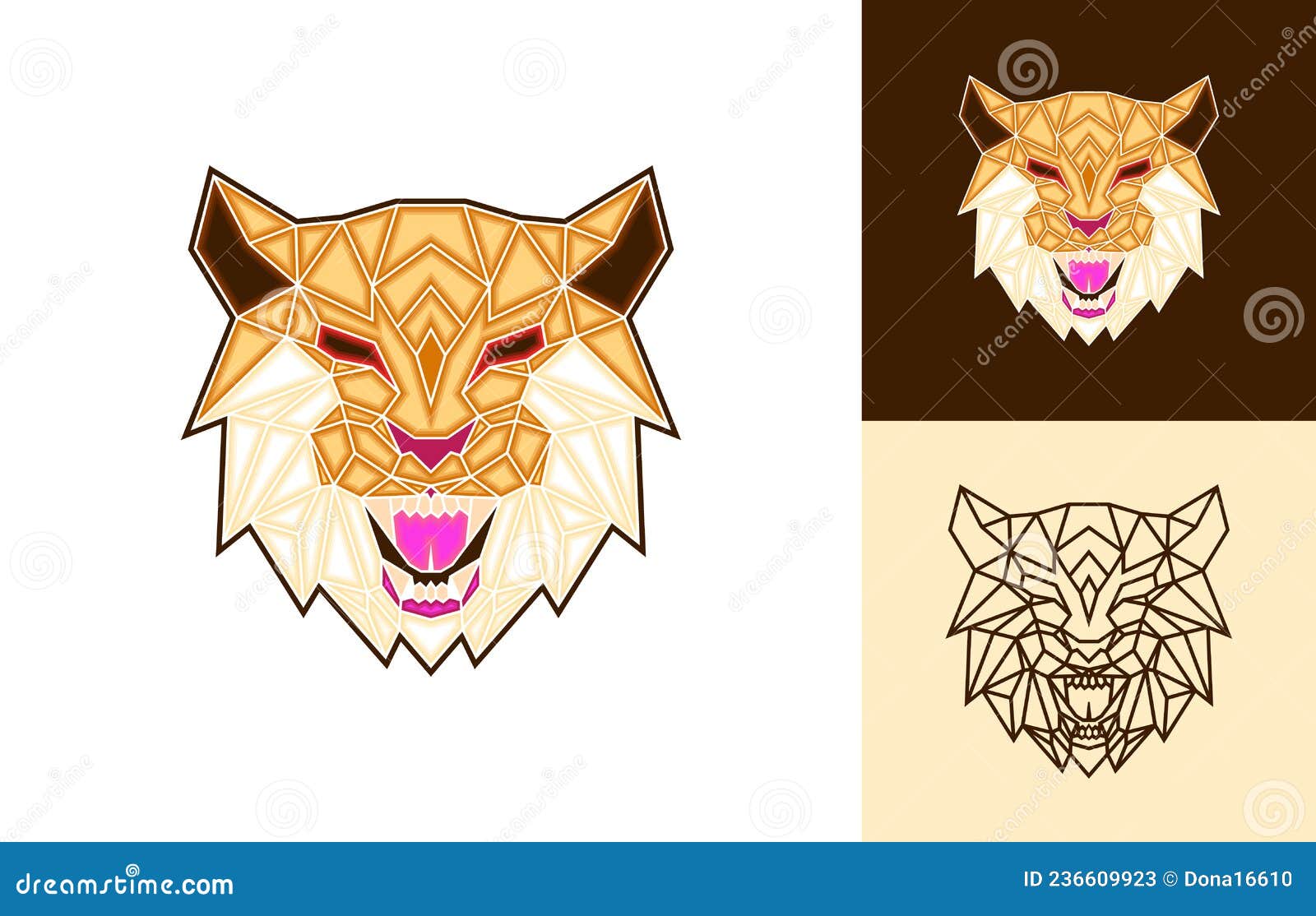 Tiger head stock vector. Illustration of closeup, nature - 236609923