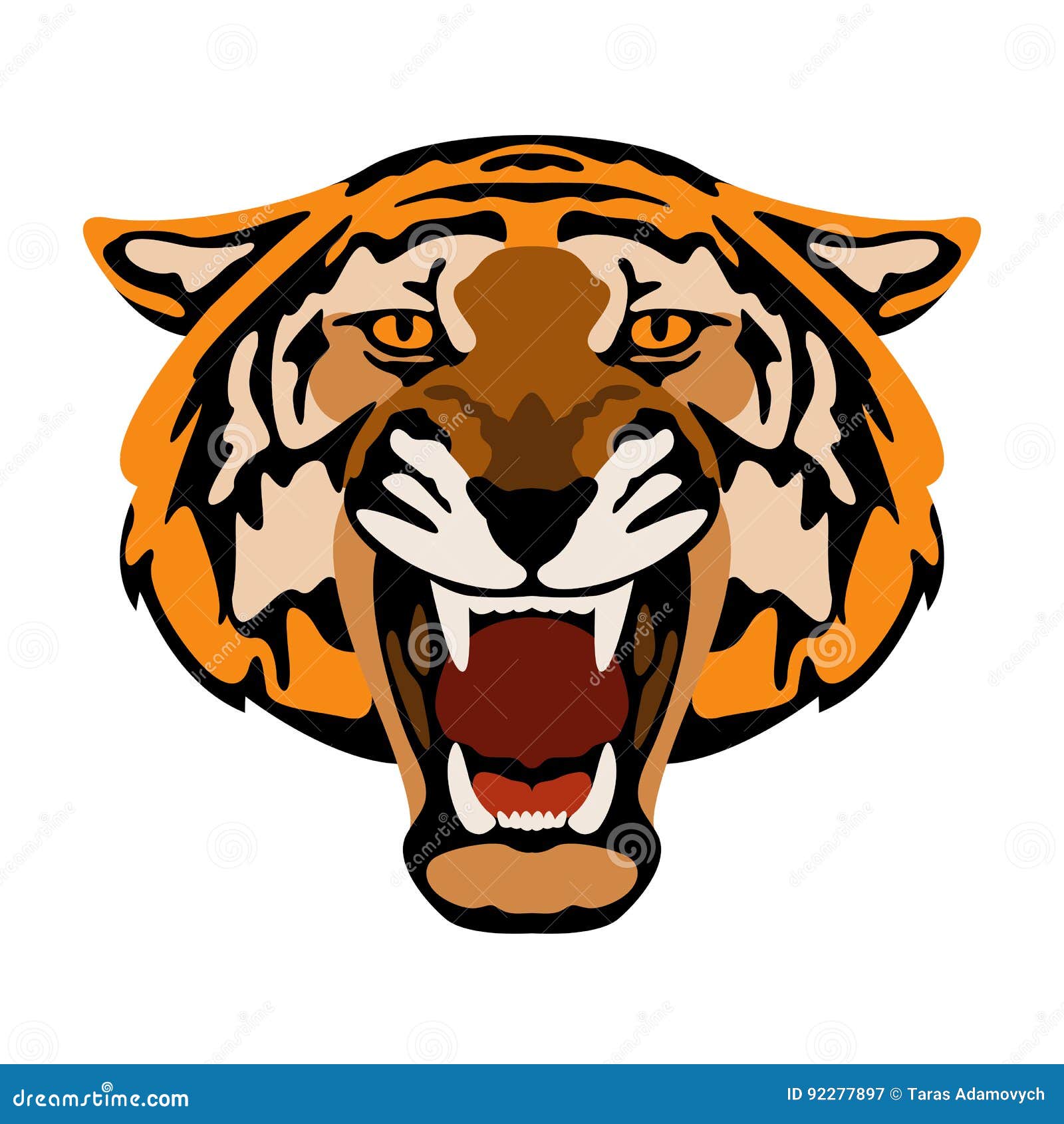 Tiger Head Face Vector Illustration Style Flat Stock Vector ...