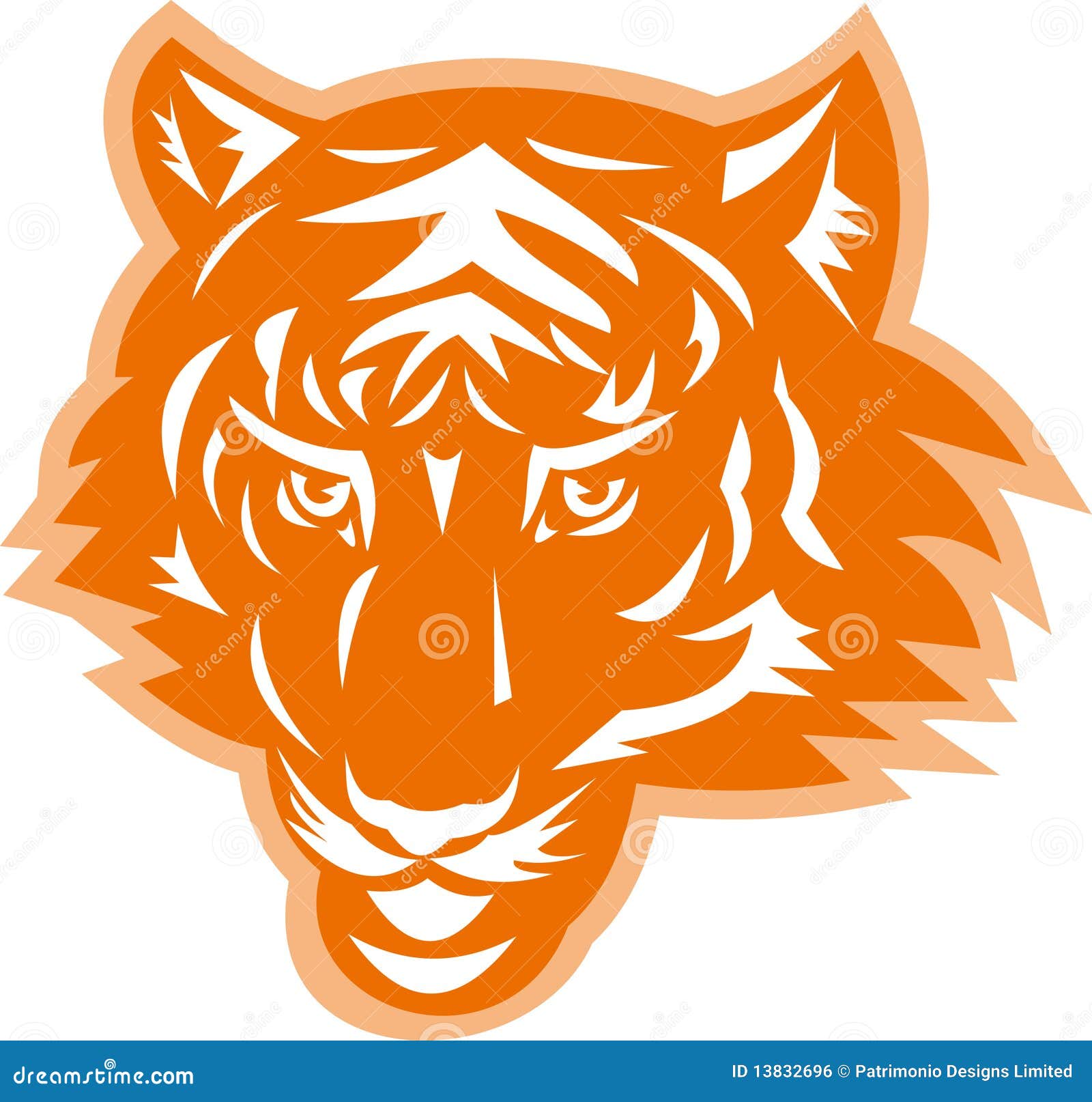 Tiger head front view stock illustration. Illustration of isolated ...