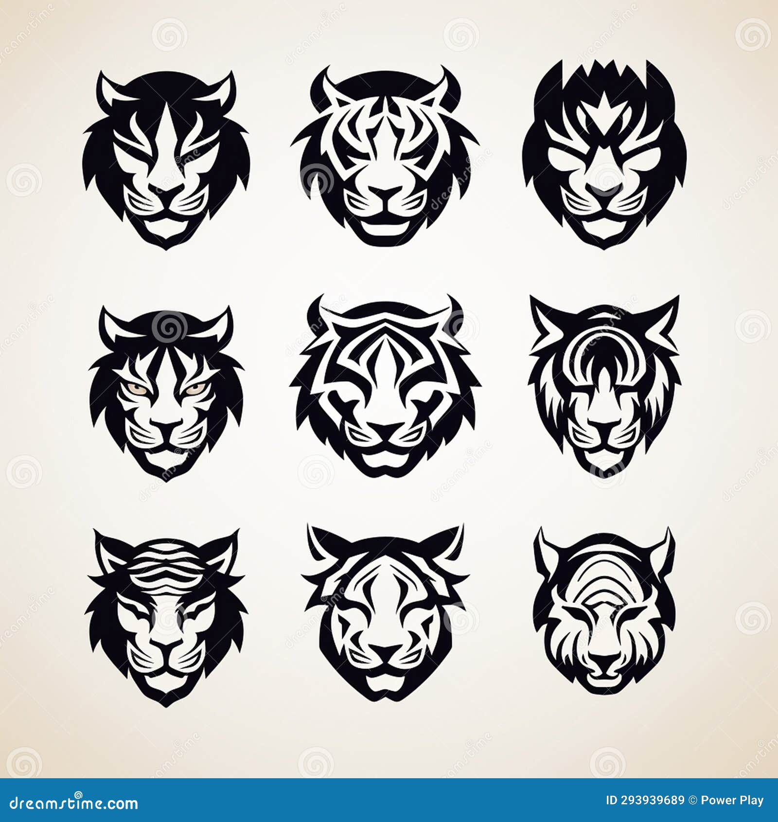 Tiger Head Icons Set. Vector Illustration of Tiger Head Icons Stock ...