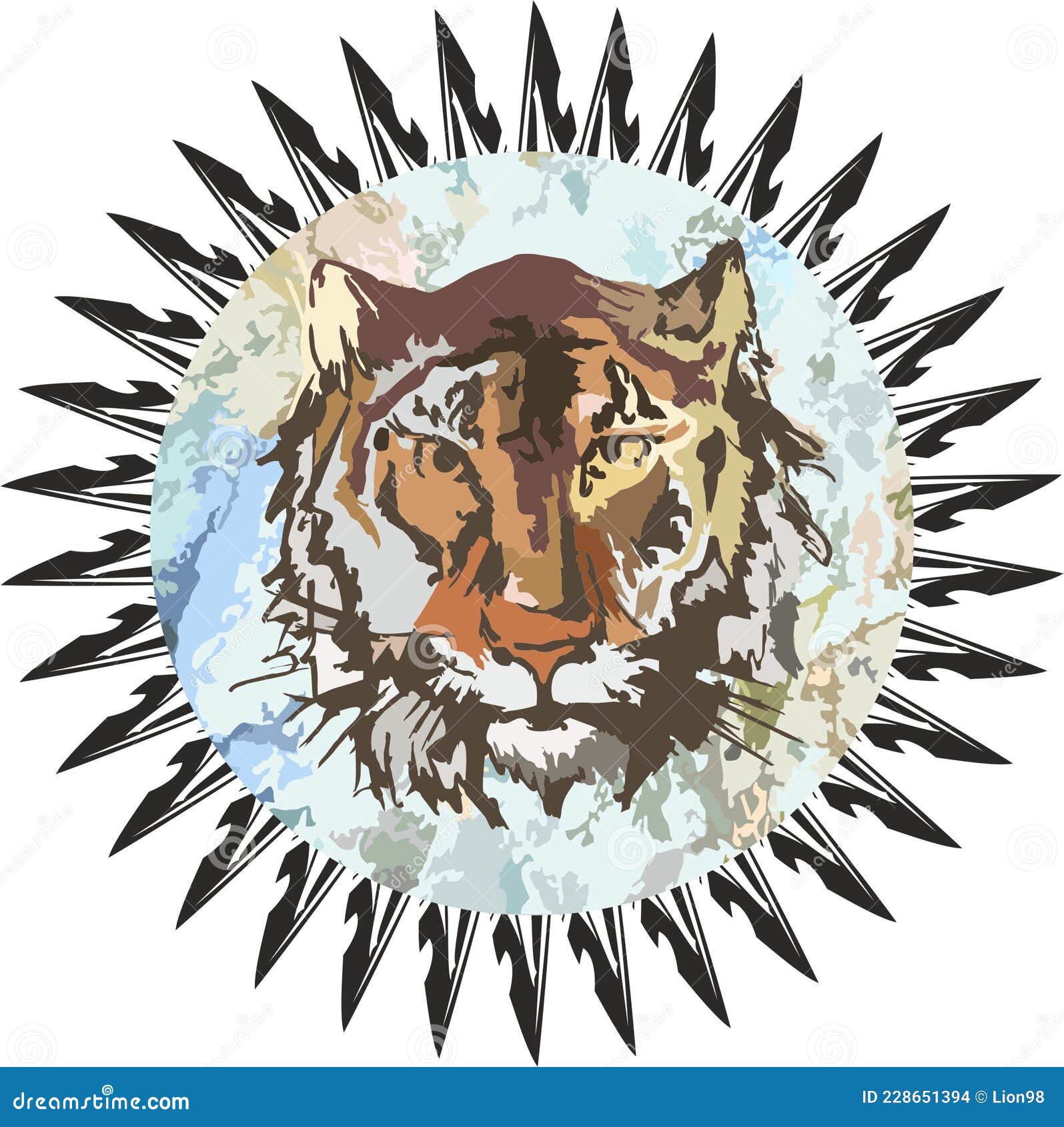 Tiger Head Inside Circle with Arrow Elements Stock Vector ...