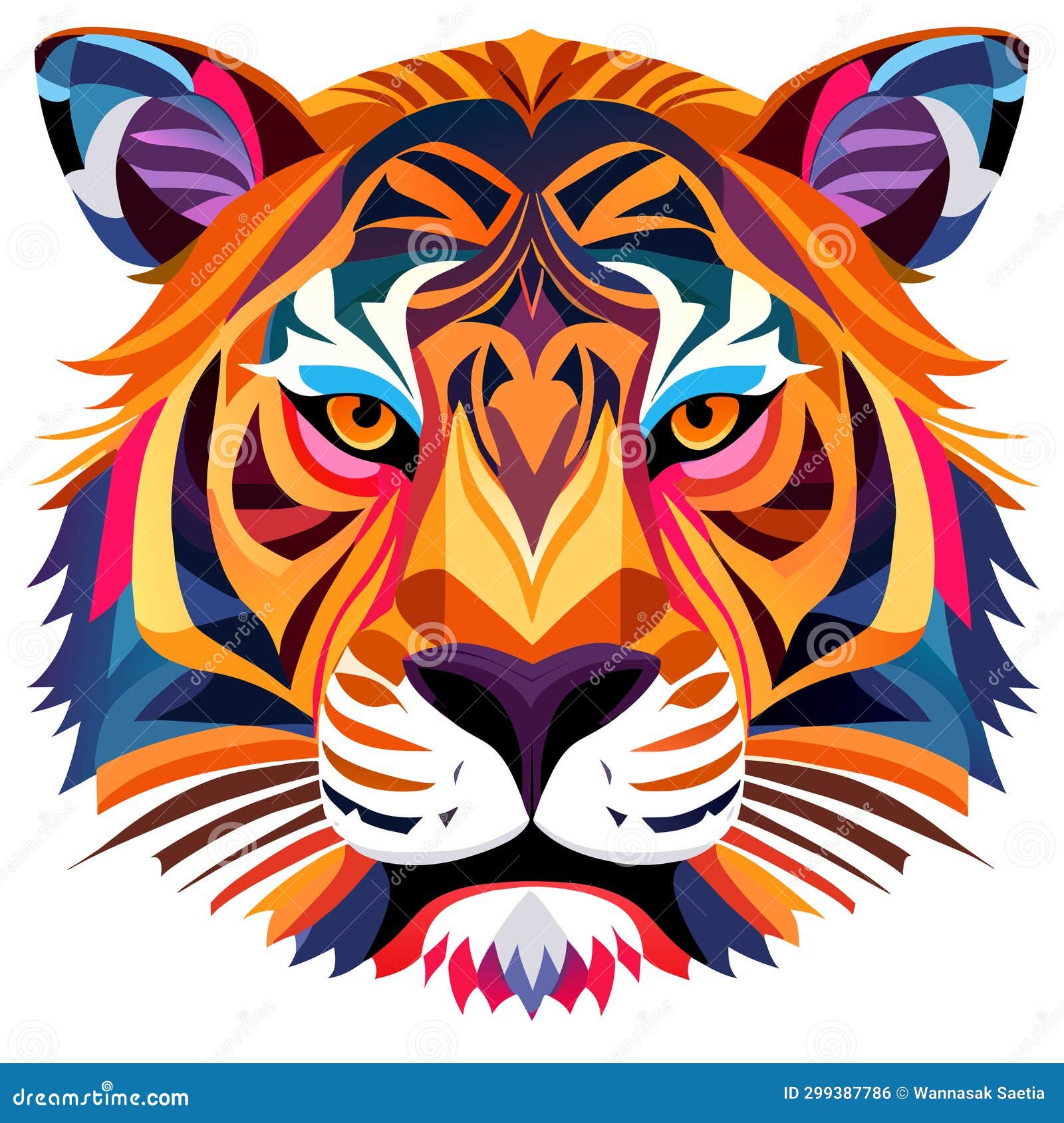 Tiger head isolated stock illustration. Illustration of animal - 299387786