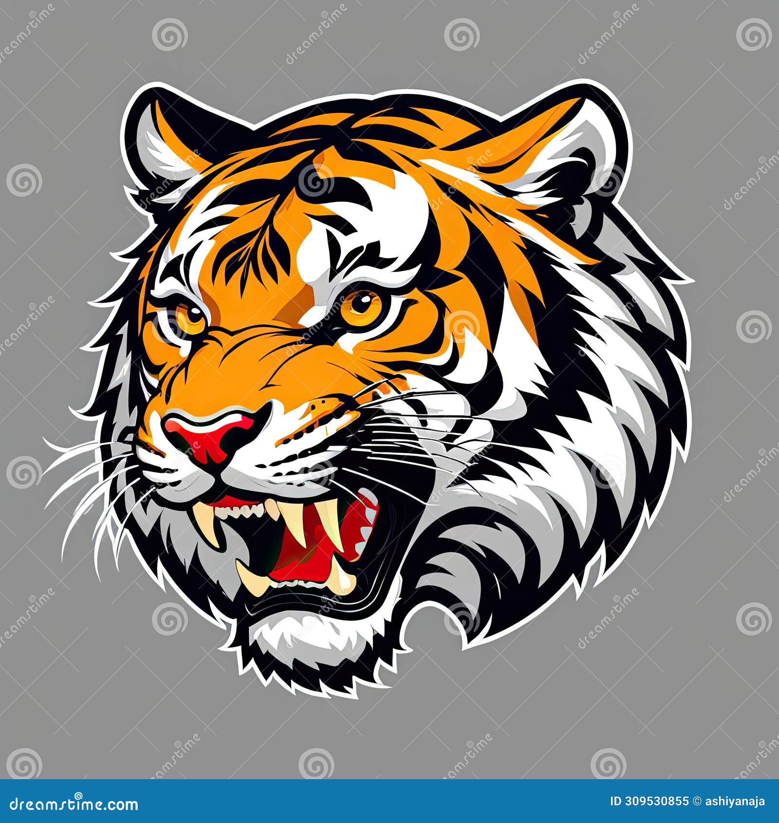 Tiger Head Logo Vector Illustration Stock Illustration - Illustration ...