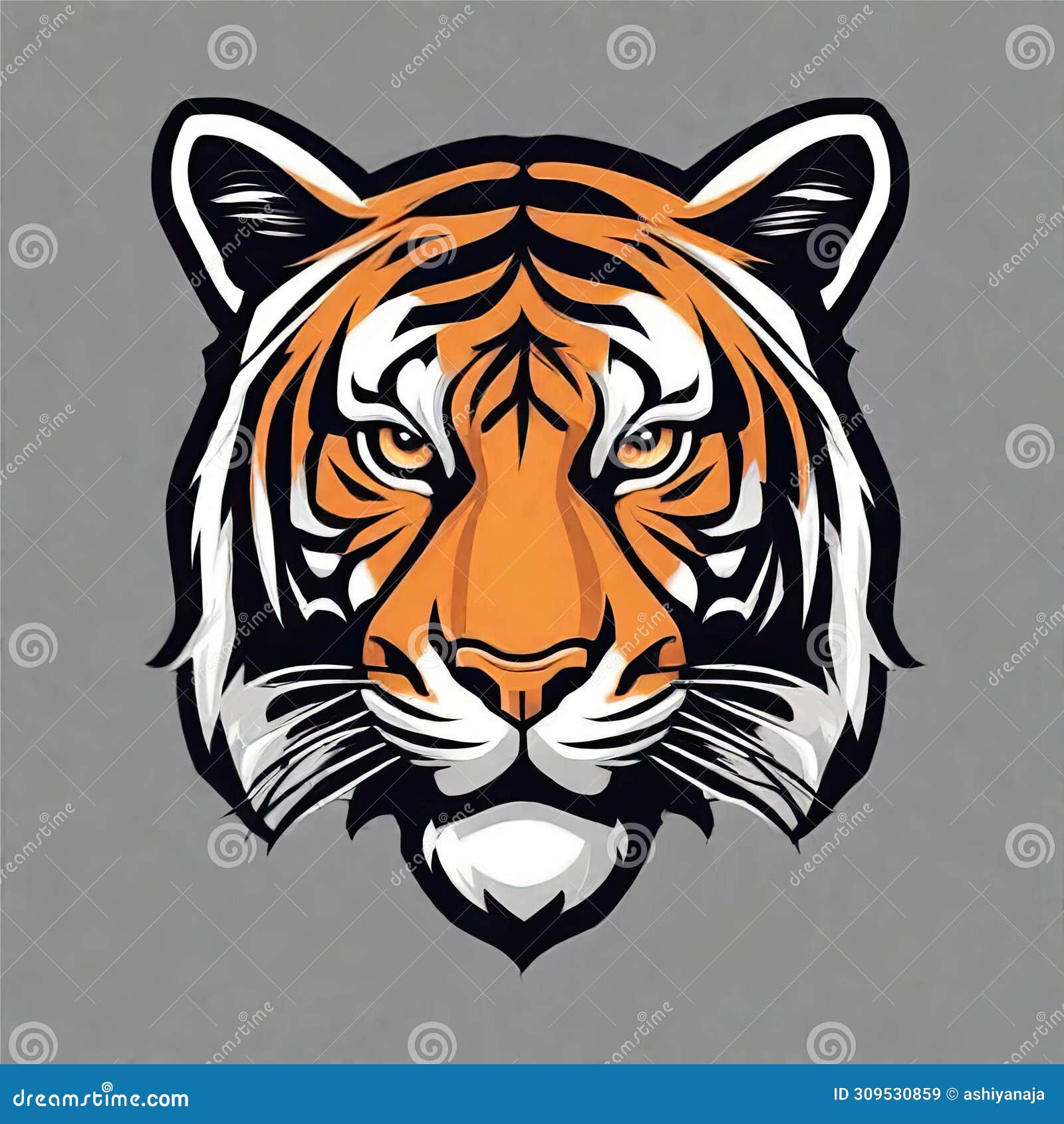 Tiger Head Logo Vector Illustration Stock Illustration - Illustration ...