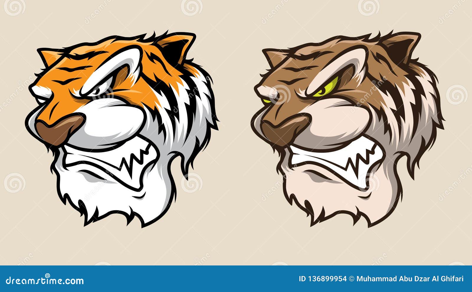 Tiger Head Mascot Illustration Vector En Estilo De La Historieta ...