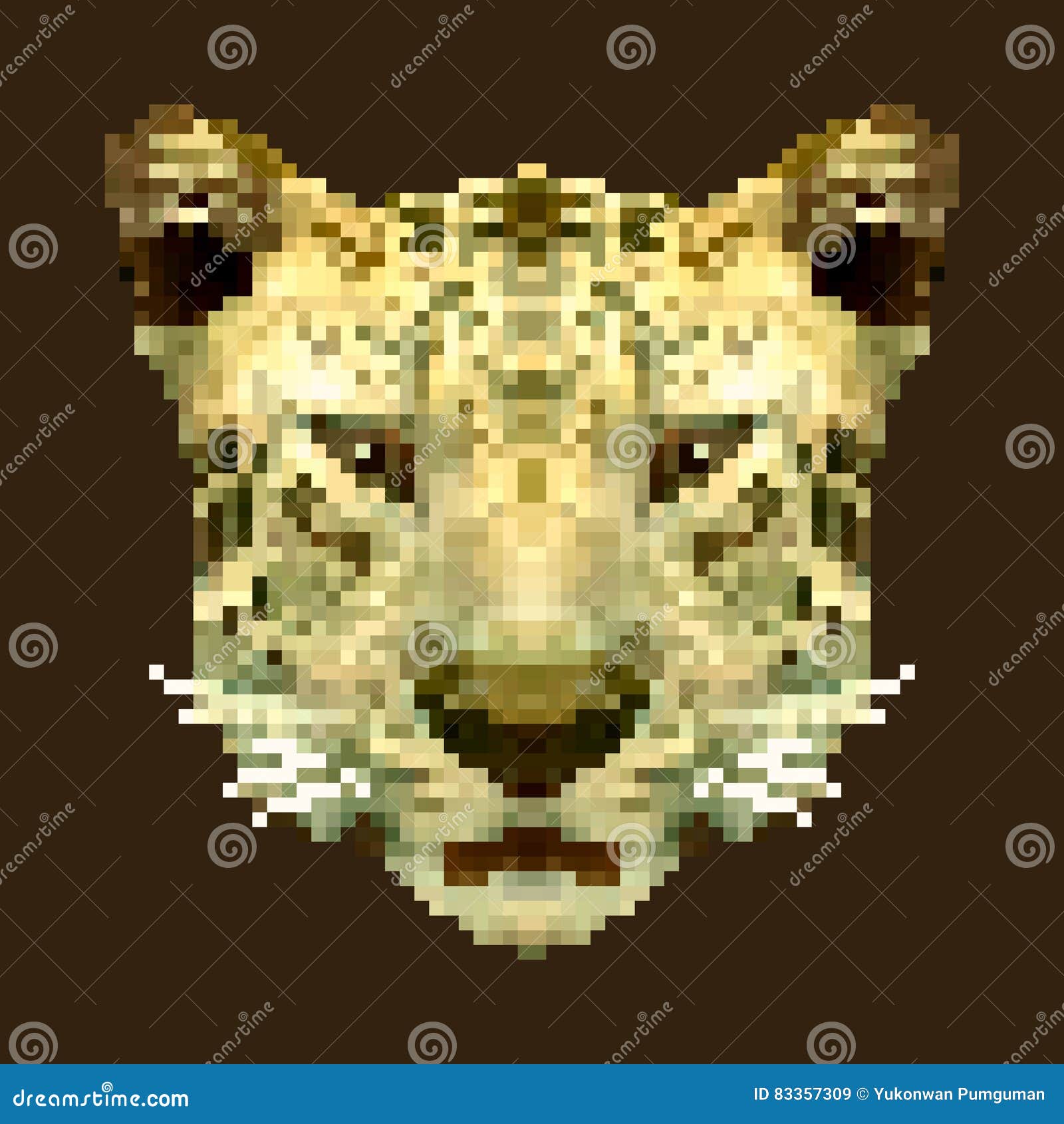Tiger Head Pixel Art Vector. Square Animal. Isolated Stock Vector ...