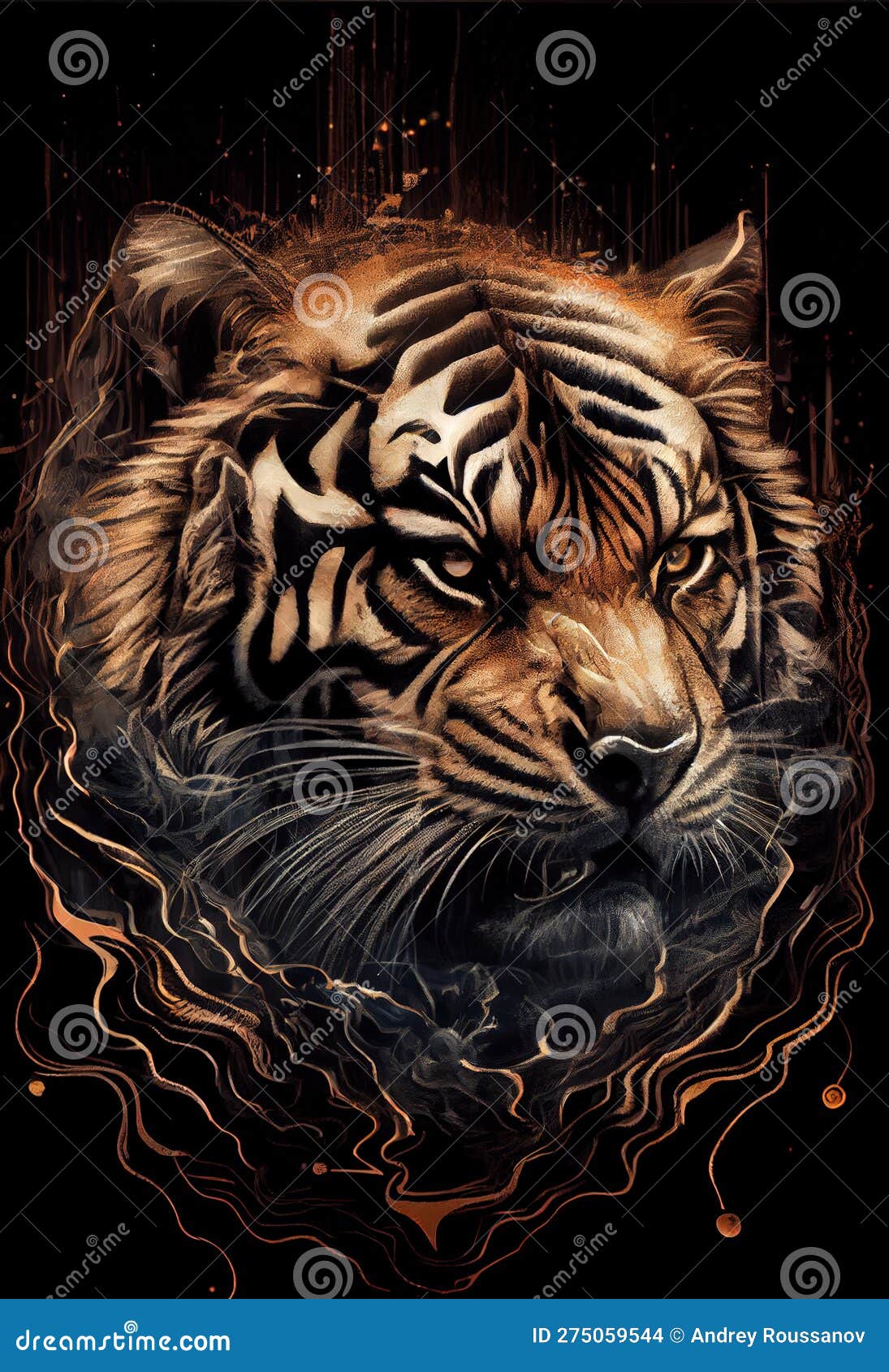 Tiger Head Print. AI Render. Stock Illustration - Illustration of print ...