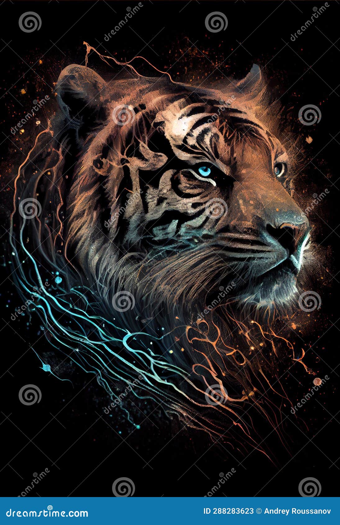 Tiger Head Print. AI Render. Stock Image - Image of tattoo, roar: 288283623