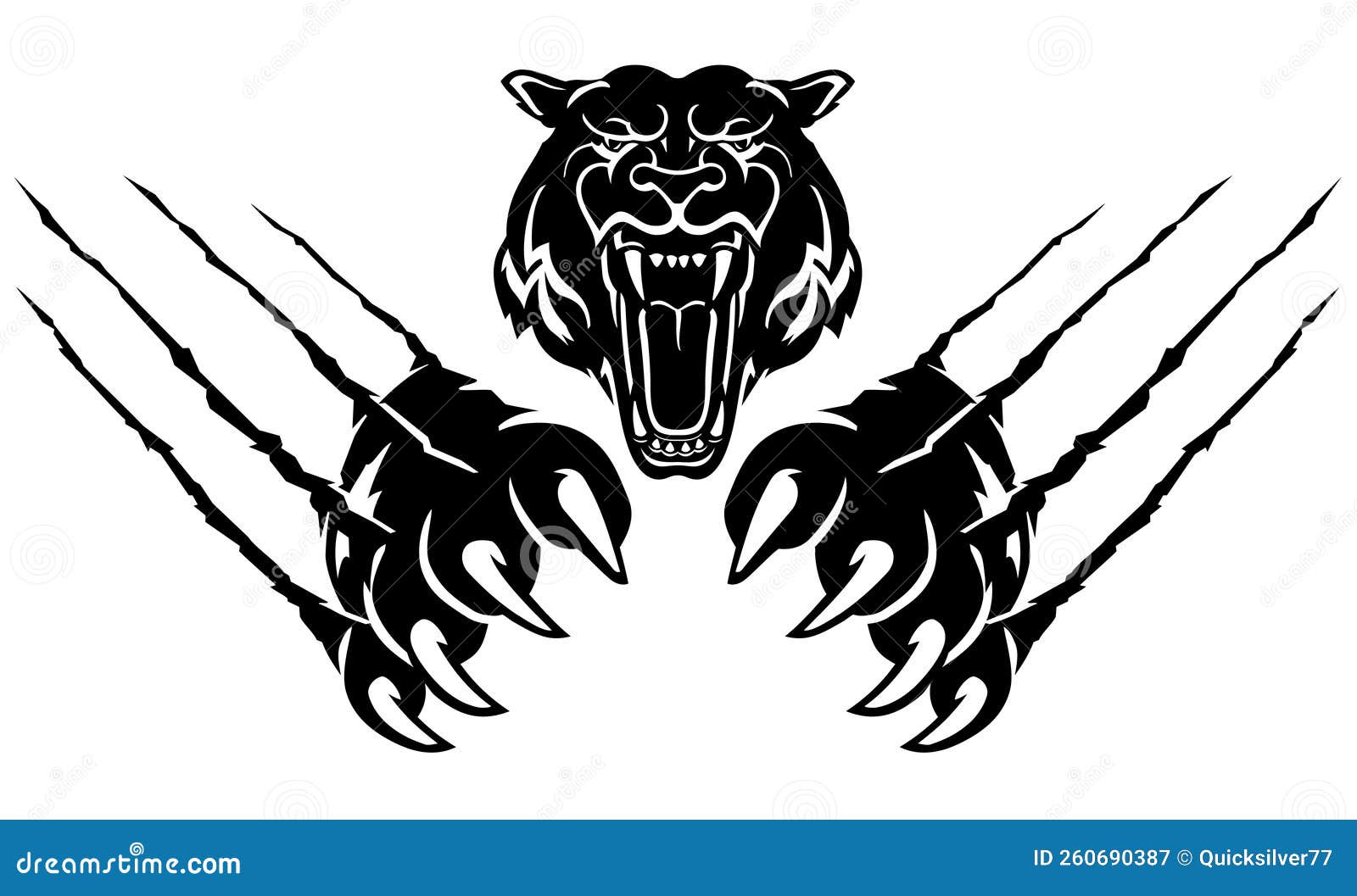 Tiger Head Rip Claw, Wild Predator Illustration Stock Vector ...