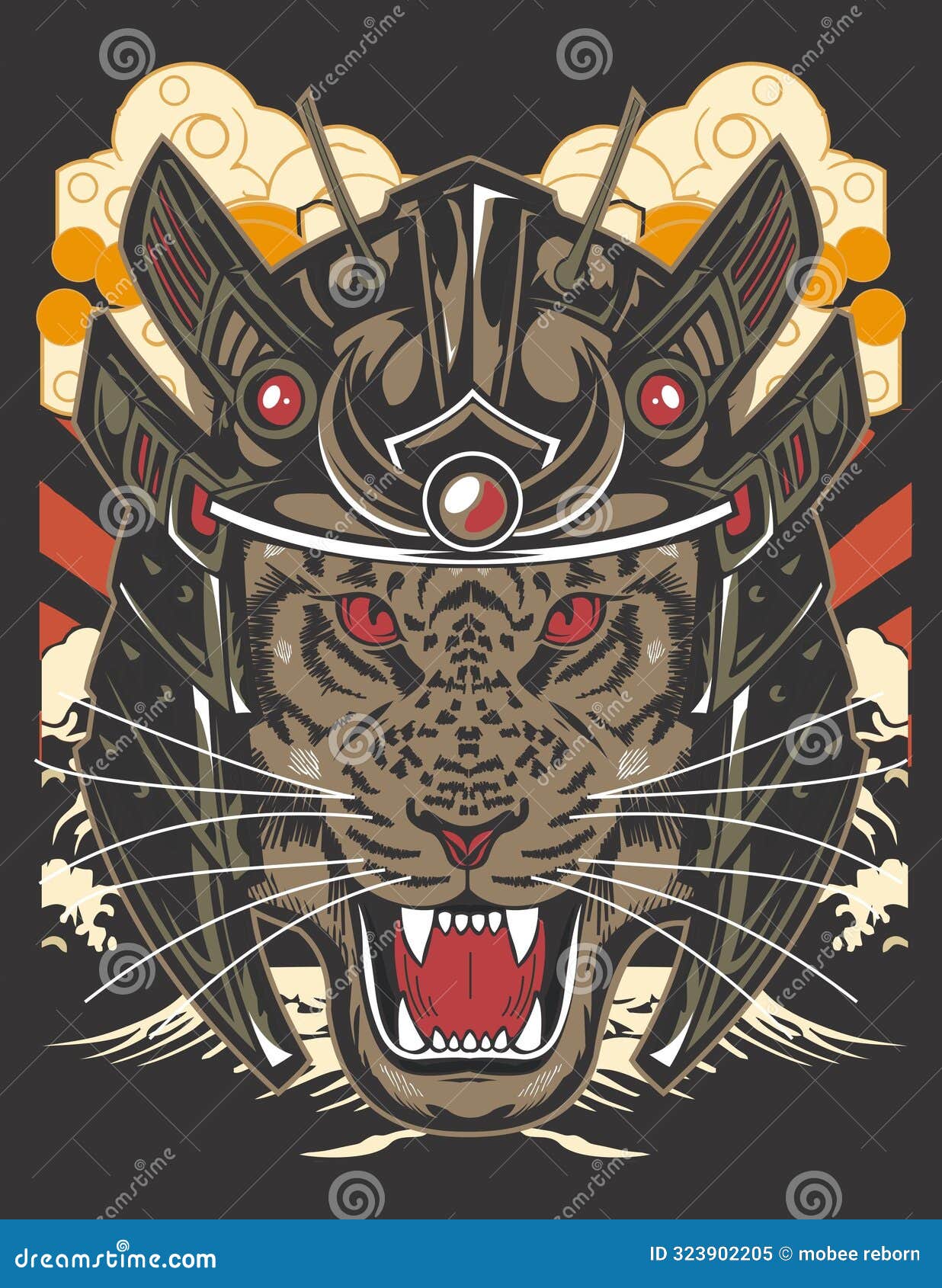 Tiger Head Samurai, Tiger Head, Samurai Helmet Stock Illustration ...