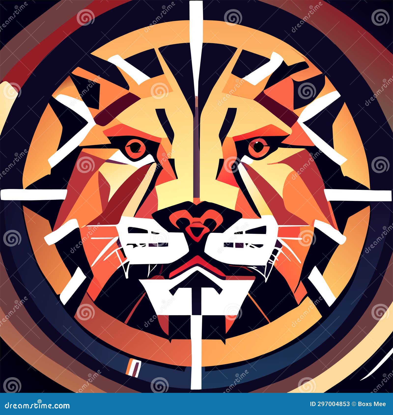 Tiger Head in the Shape of a Circle. Vector Illustration Stock ...