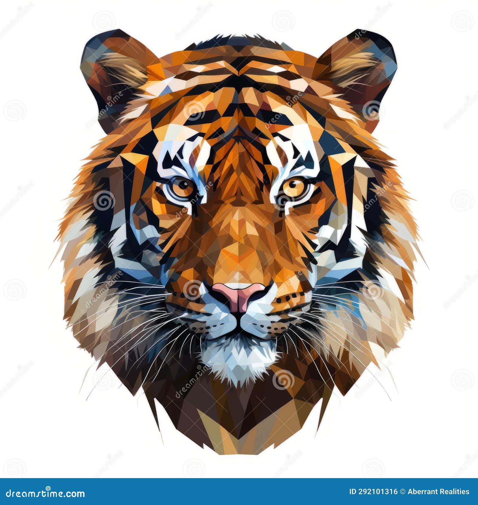 A Tiger Is Shown In A Low Poly Style, AI. Paper Crafted Origami Royalty ...