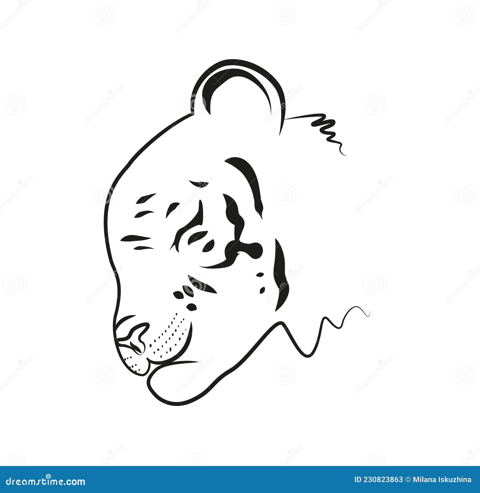 Tiger Head Side View. Hand Drawing Tiger Stock Vector - Illustration of ...