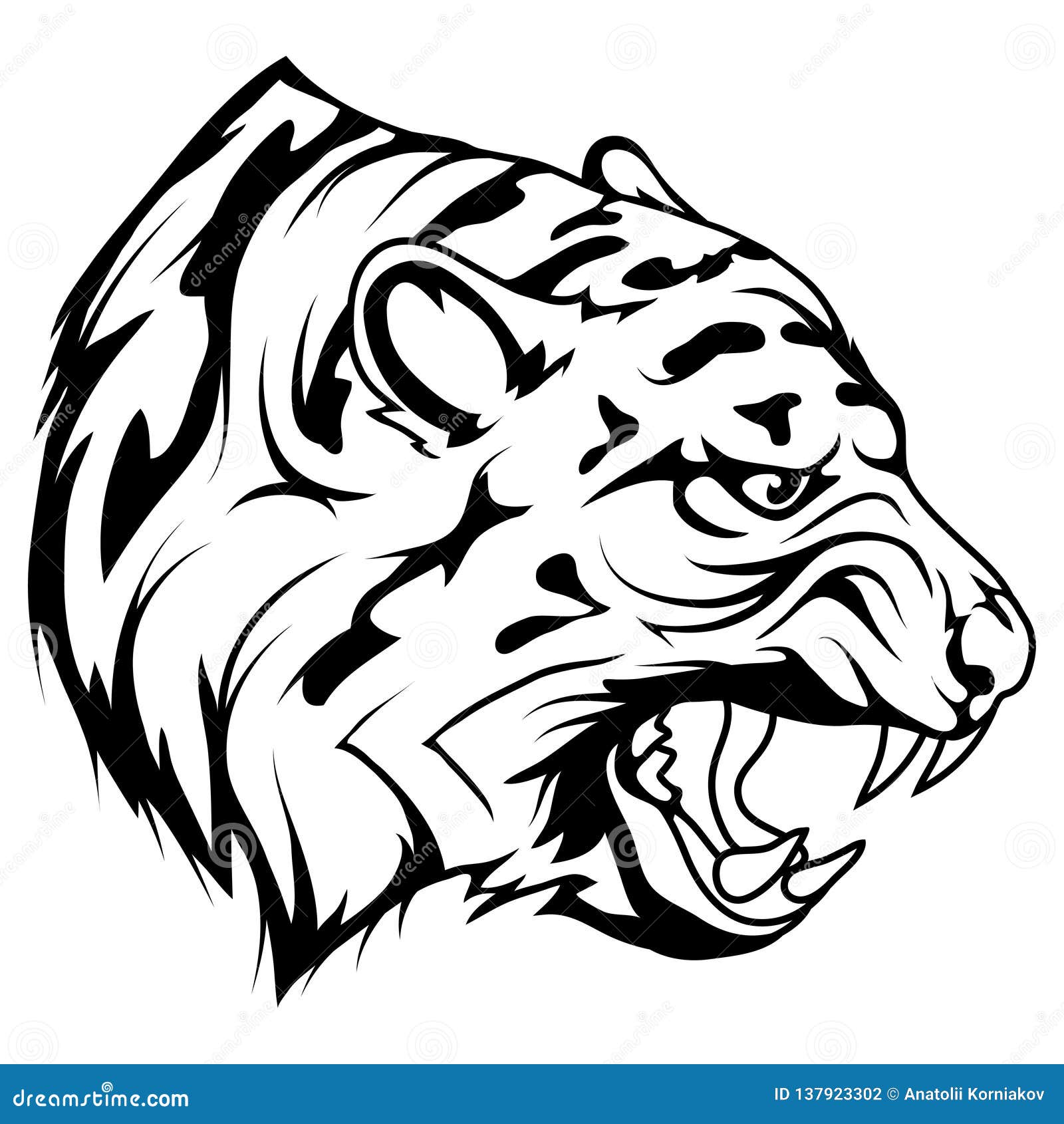 Tiger Head Vector Drawing, Tiger Face Drawing Sketch, Tiger Head in ...