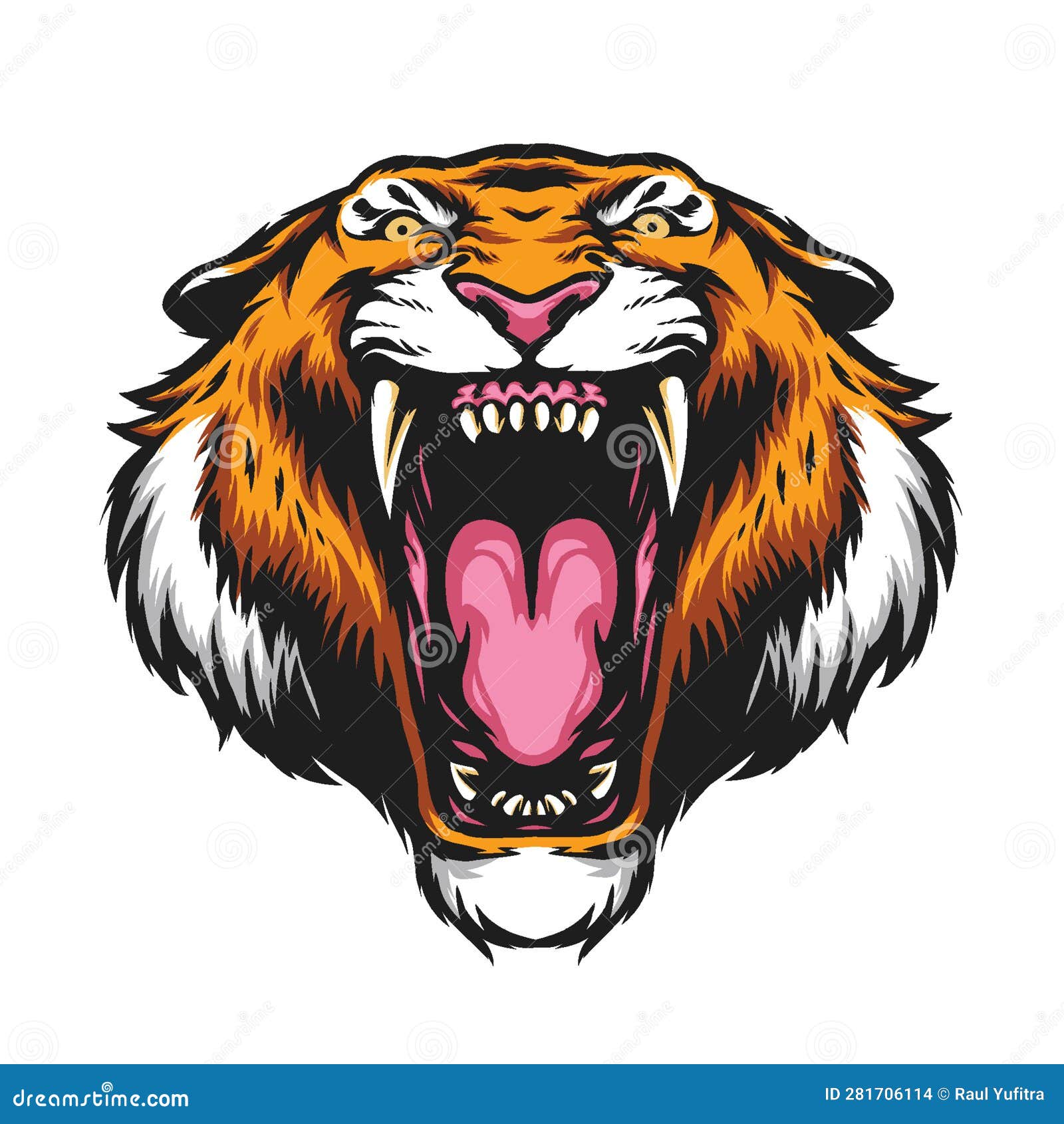 Tiger head vector drawing stock vector. Illustration of face - 281706114