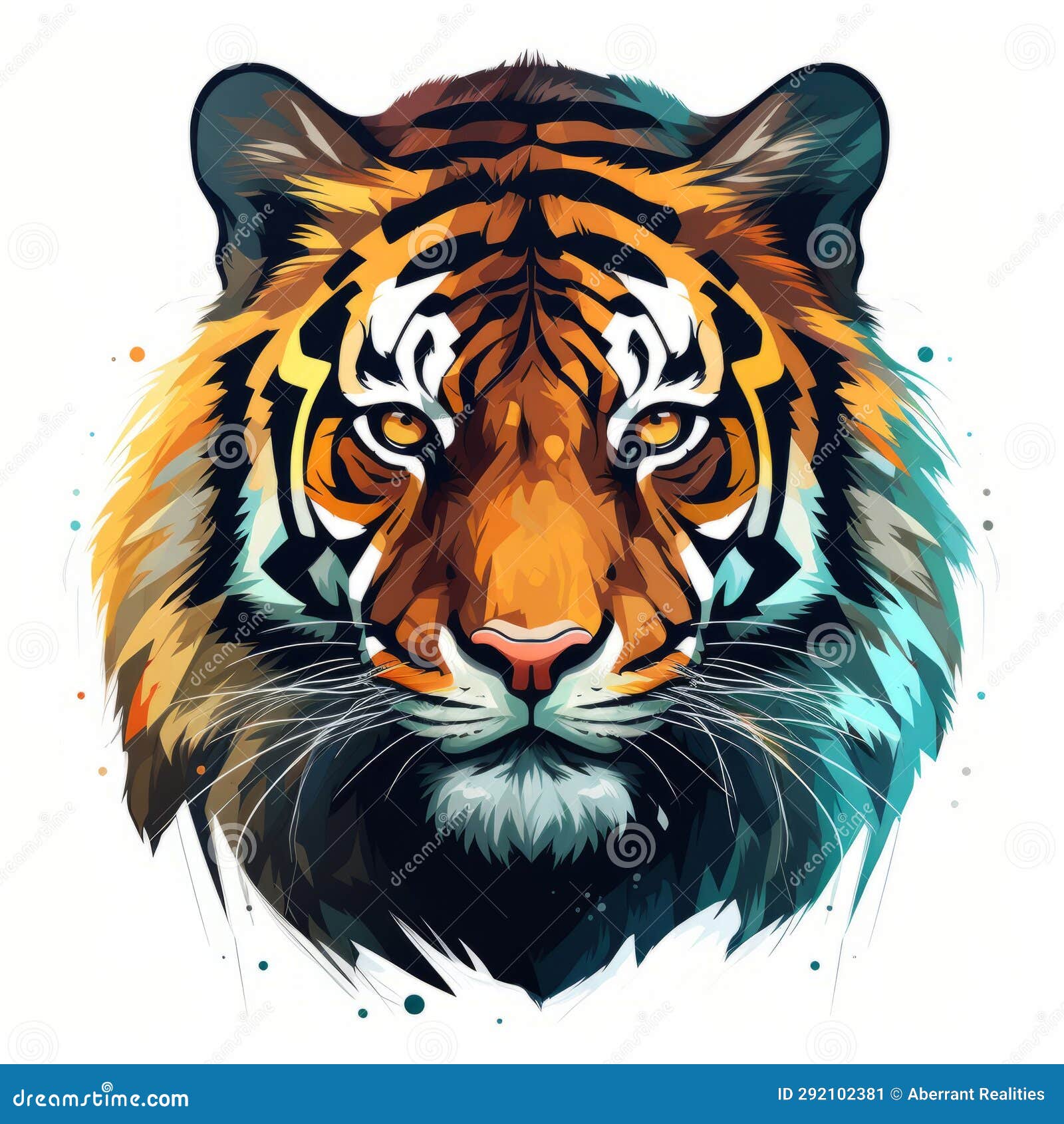 Tiger Head Vector Illustration on White Background Stock Illustration ...