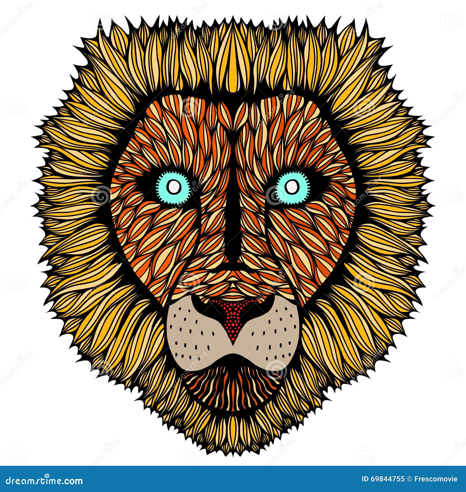 Tiger head zentangle stock vector. Illustration of background - 69844755