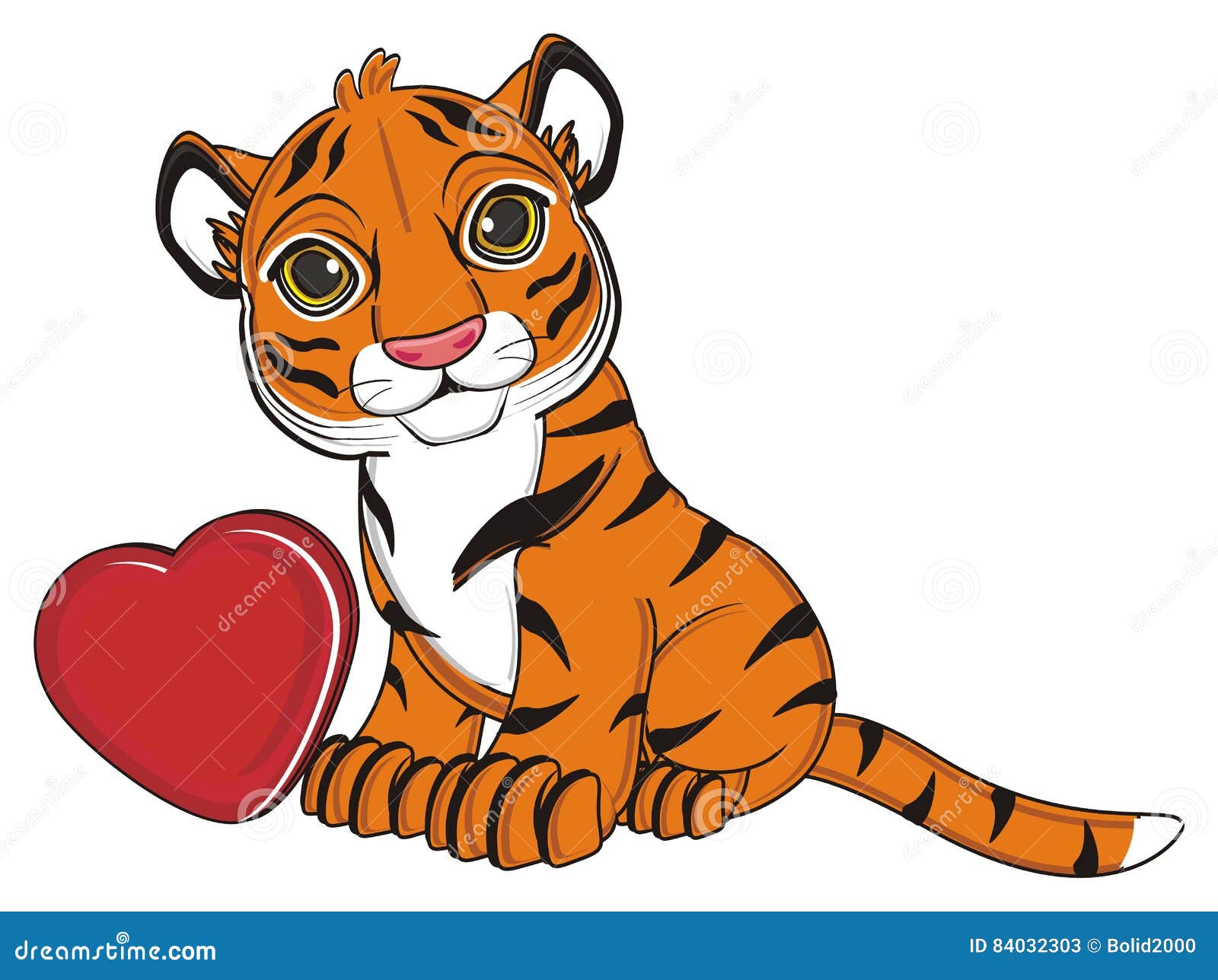 Tiger with heart stock illustration. Illustration of emotion - 84032303