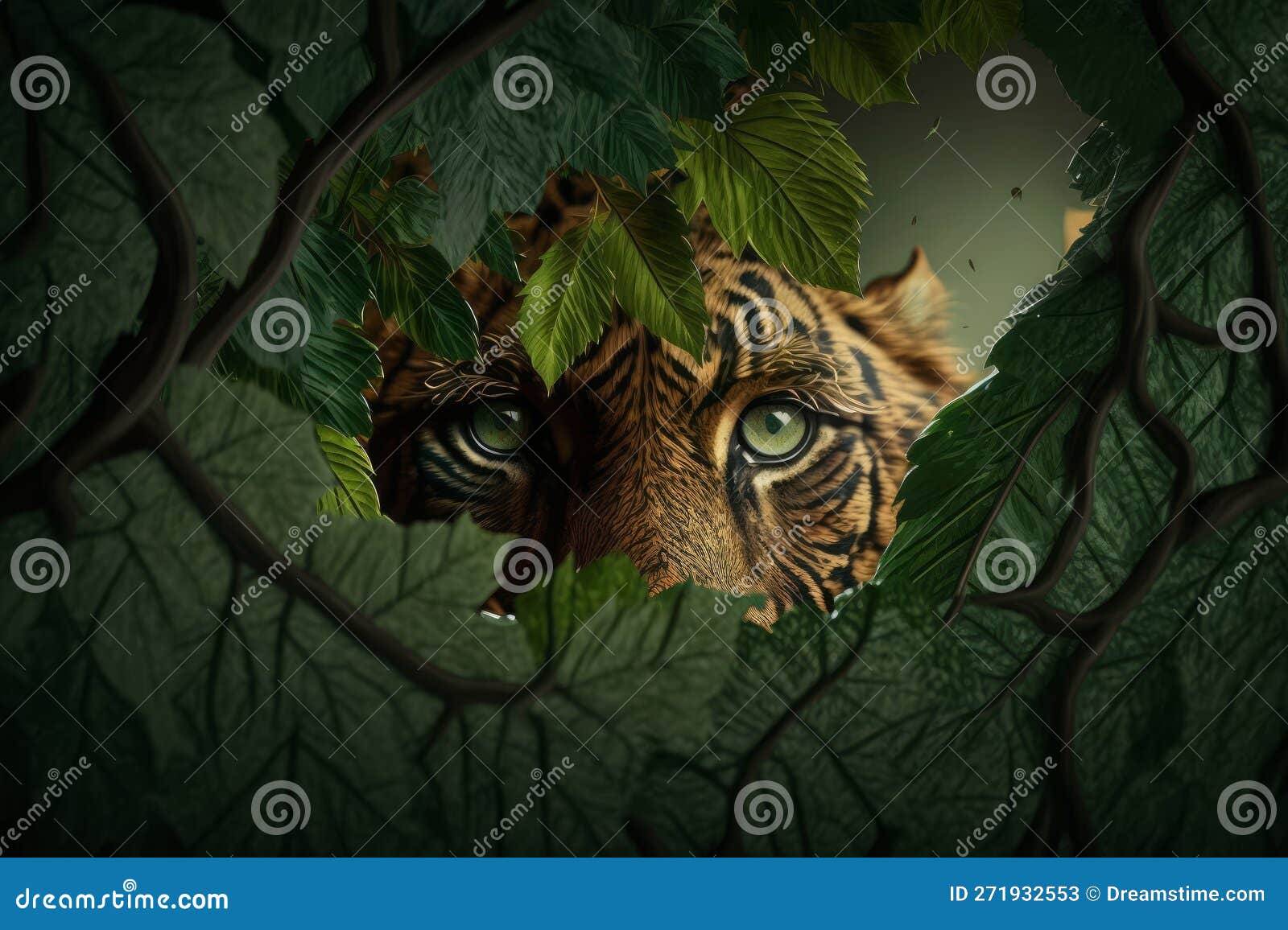 Tiger Hide in the Jungle, Generative AI Stock Image - Image of animal ...