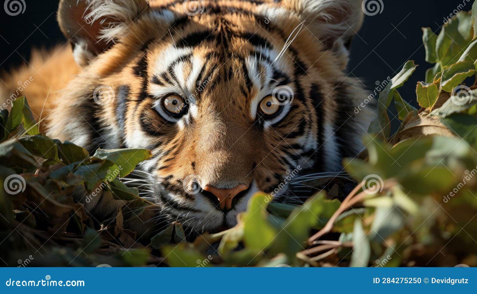A Tiger Hiding in the Bushes. Generative AI. Stock Photo - Image of ...