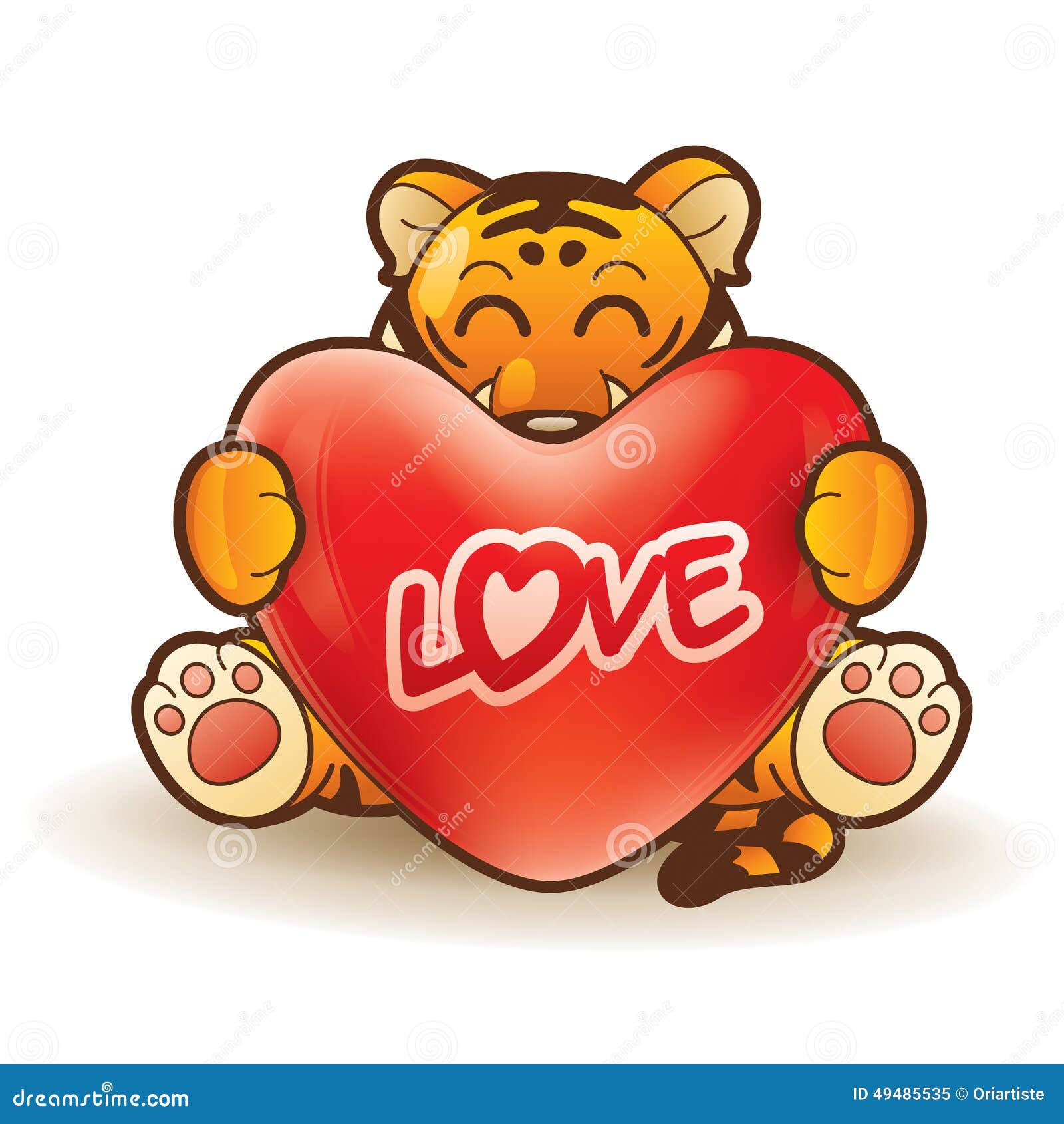 Tiger hugging a heart stock vector. Illustration of happy - 49485535
