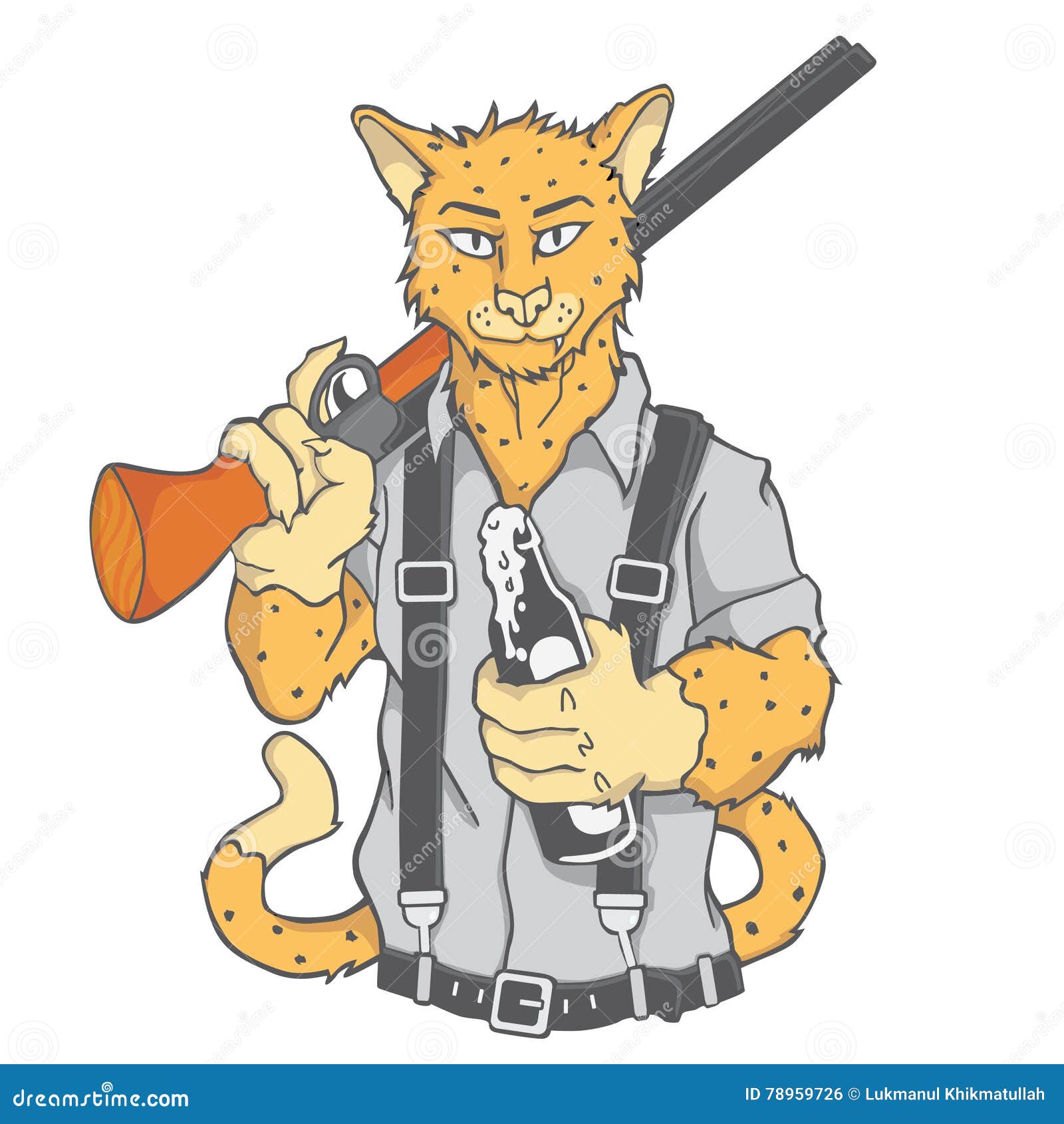 Tiger hunter and shoot gun stock illustration. Illustration of tiger ...