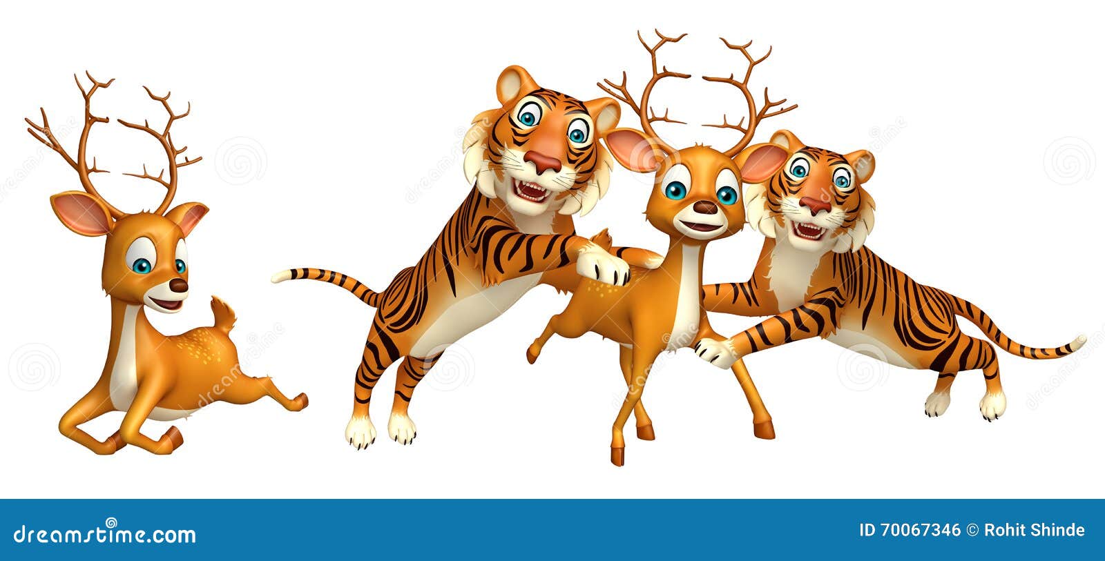 Tiger hunting dear stock illustration. Illustration of collection ...