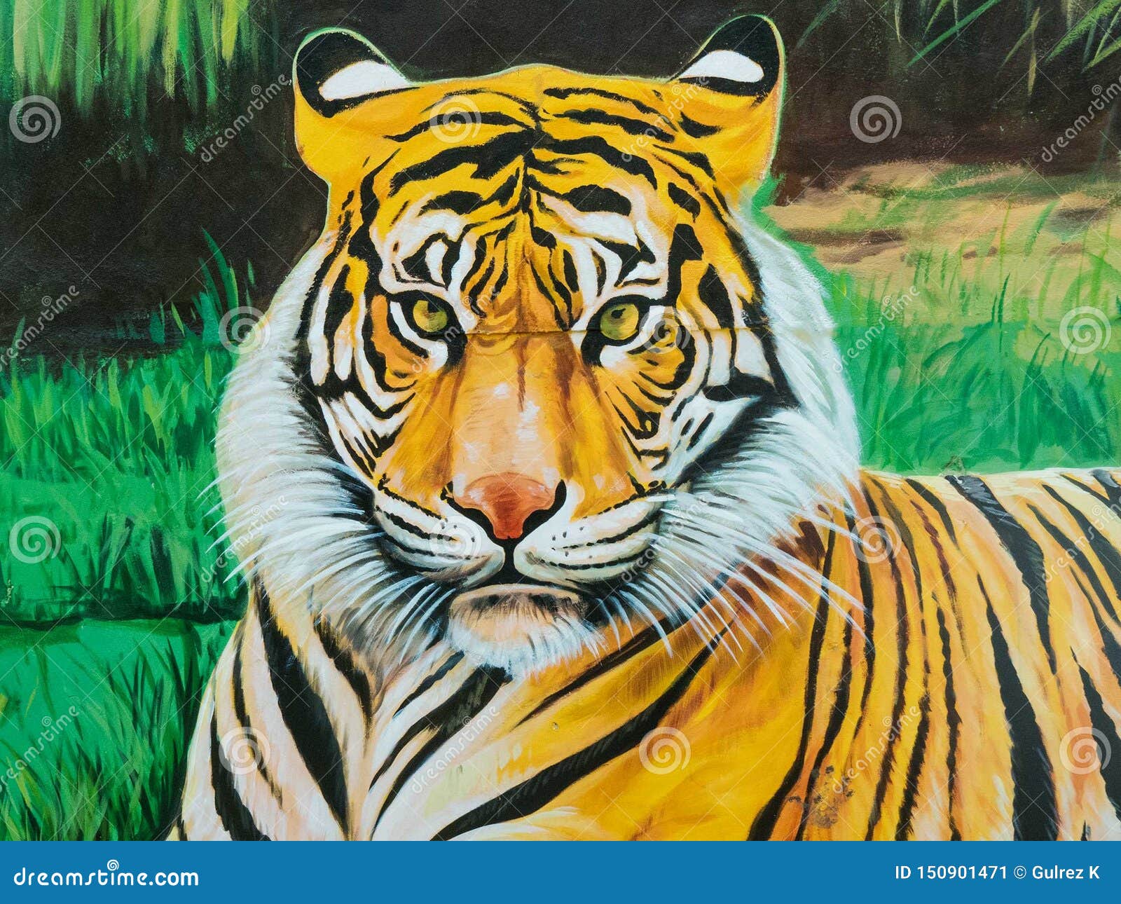 Tiger Illustration on the Wall. Stock Illustration - Illustration of ...