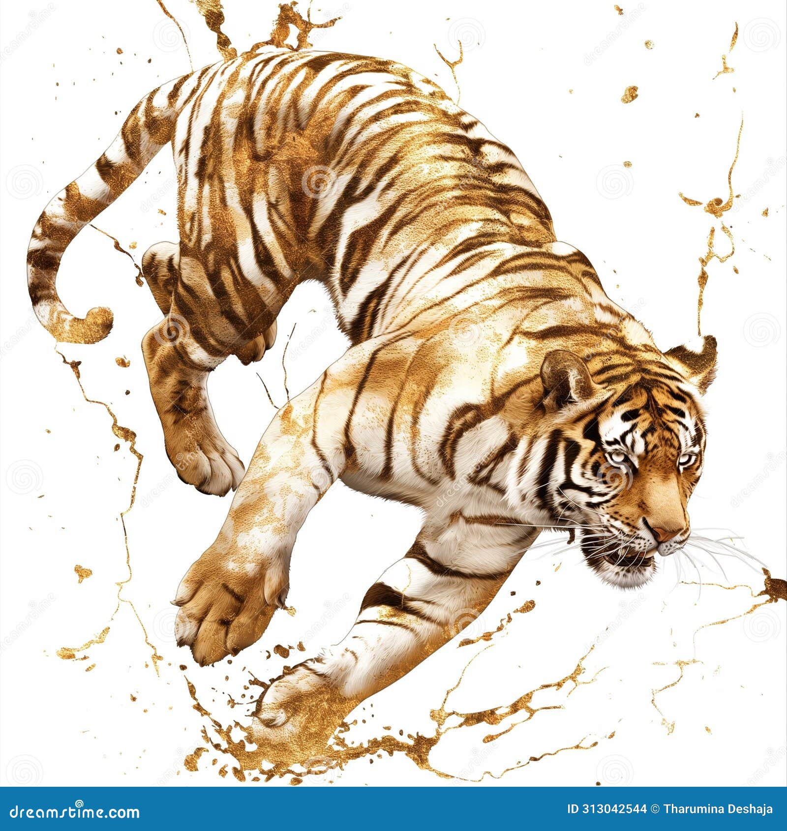 Tiger Isolated on White Background Stock Illustration - Illustration of ...
