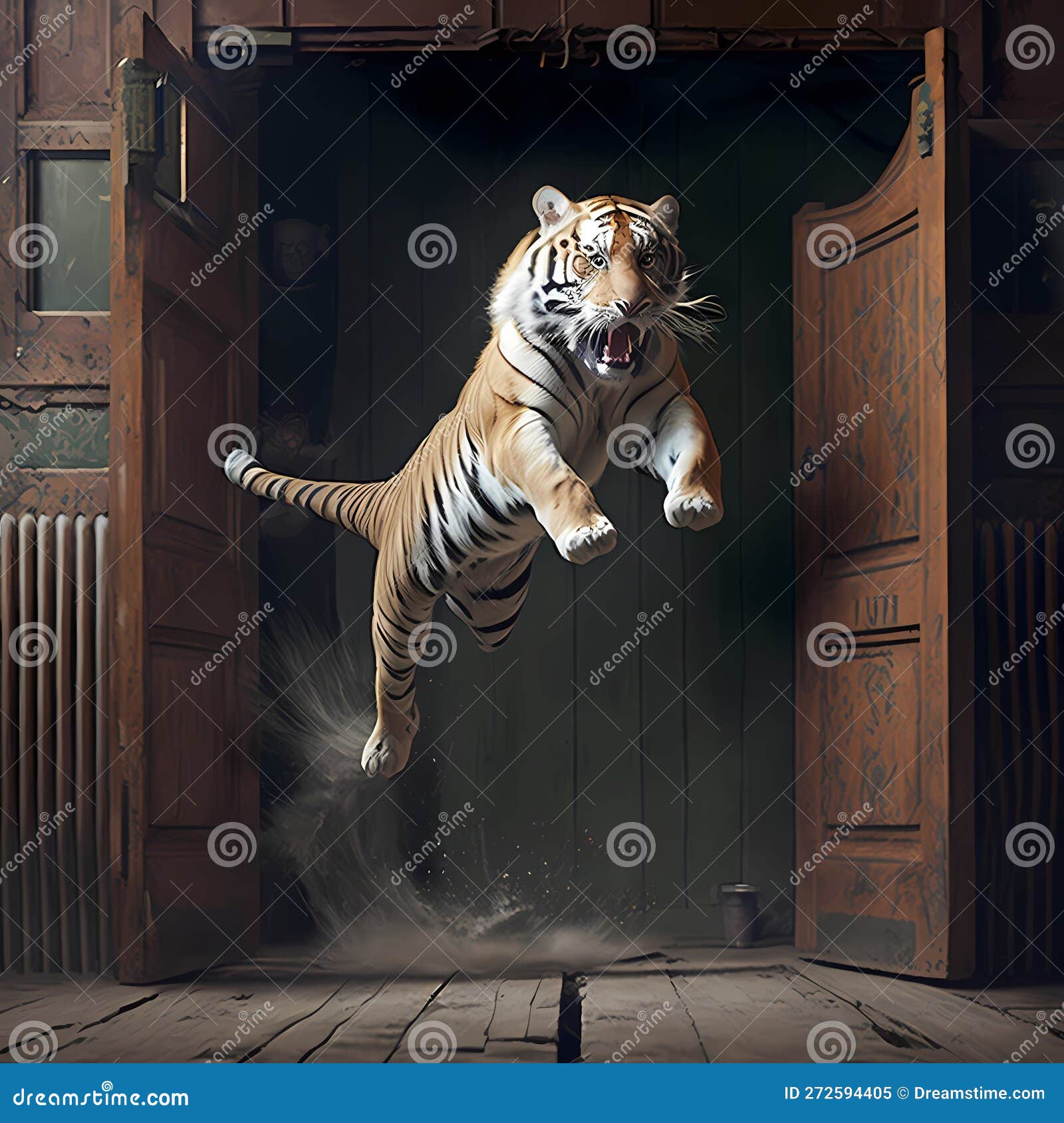 Tiger Jumping High. Generative AI Stock Illustration - Illustration of ...