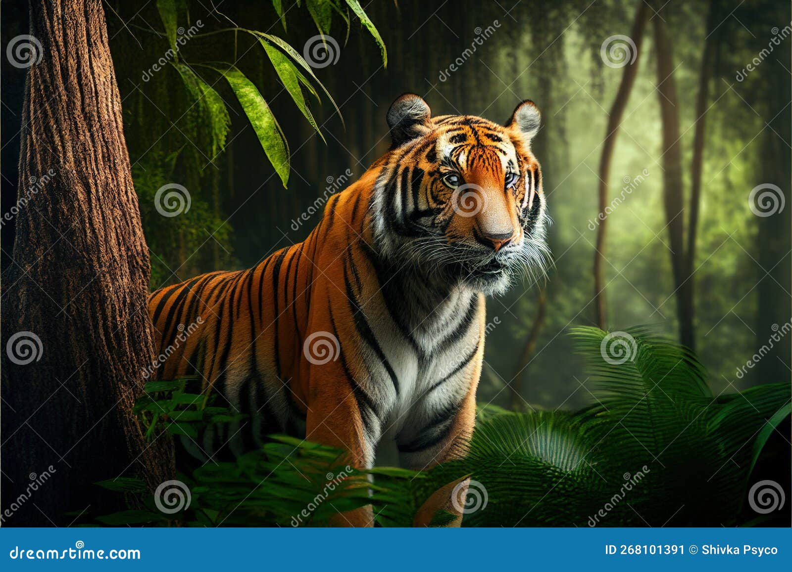 A Tiger in Jungle Waiting for Some Animal Stock Illustration ...