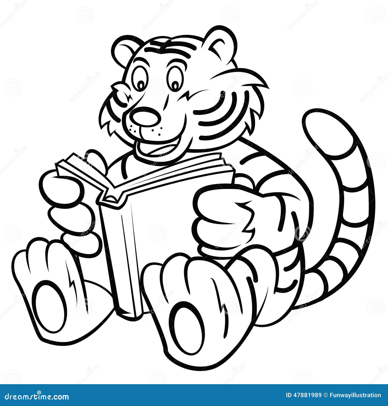 Tiger Reading A Book Clipart Black
