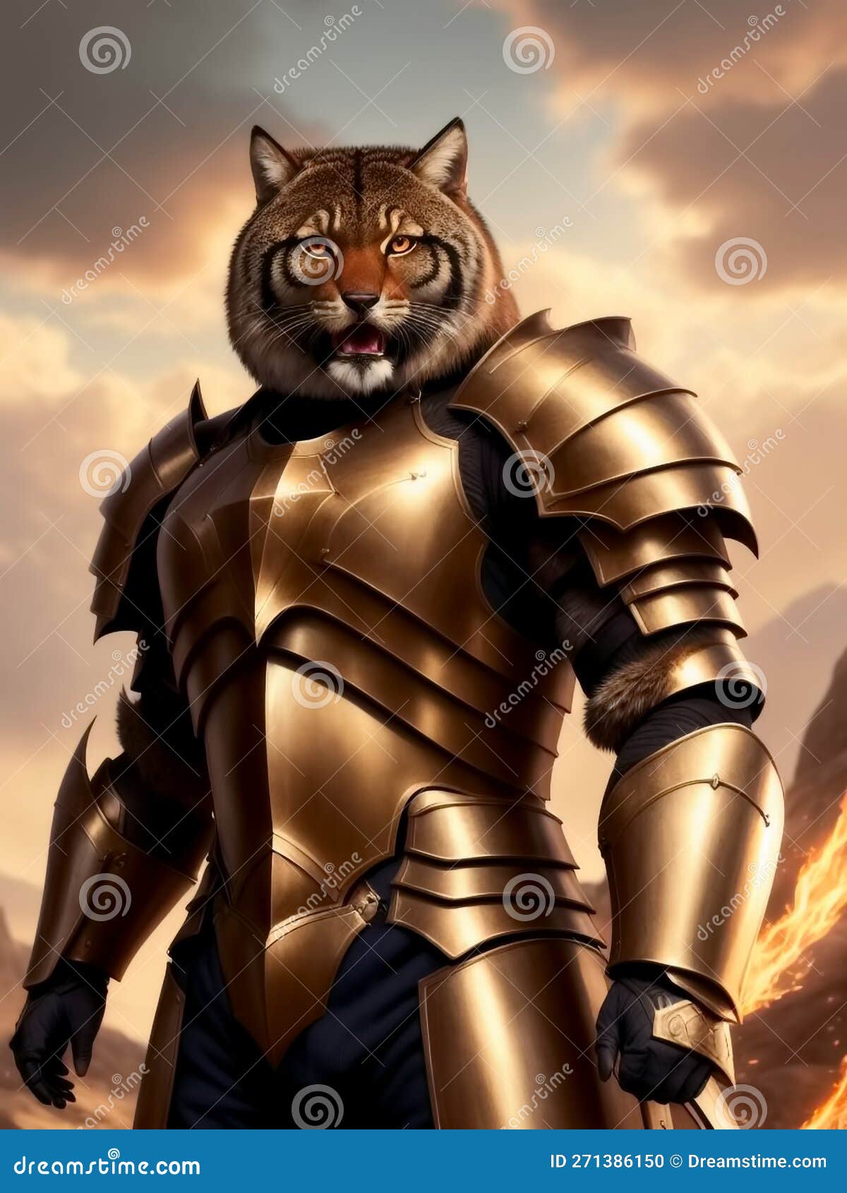 Tiger in Knight Armor. Generative AI Stock Illustration - Illustration ...