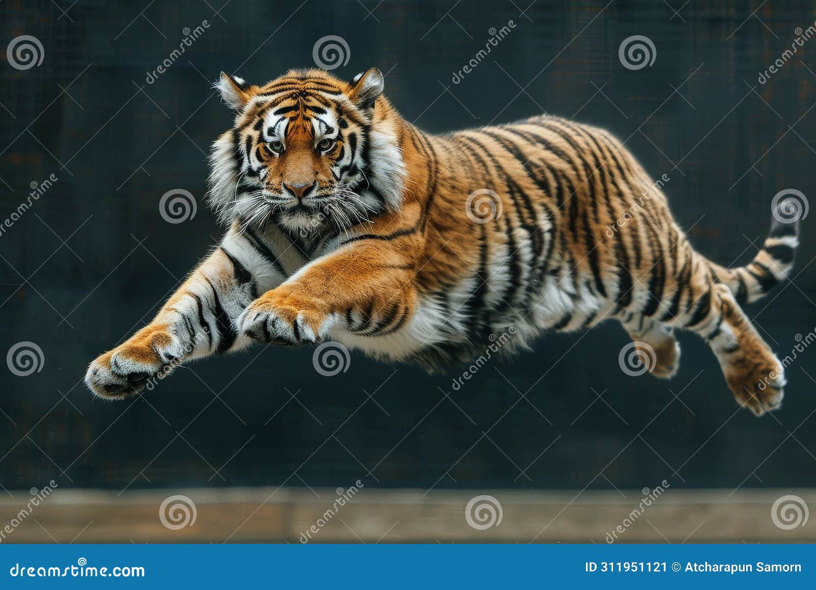 A Tiger is Leaping through the Air, Levitation Tiger Stock Image - Image of wild, animal: 311951121