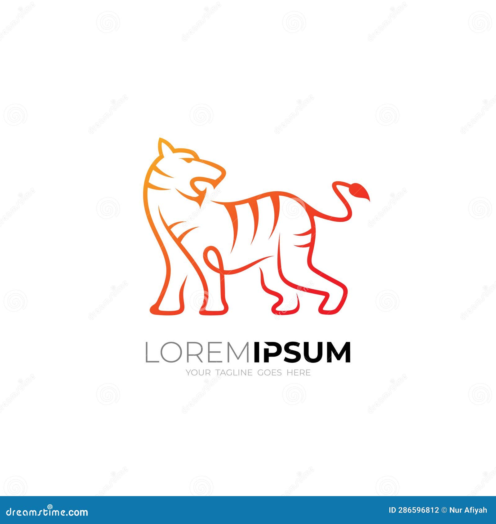 Tiger Logo with Line Style Design, Wild Animals Stock Illustration ...
