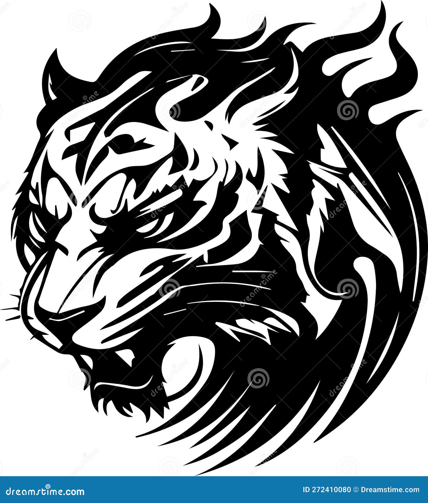 Tiger Logo Monochrome Design Style Stock Vector - Illustration of ...