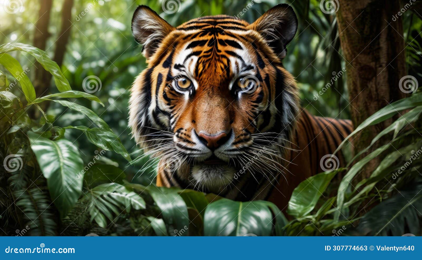 Tiger is Looking Straight Ahead into the Camera with Its Eyes Wide Open ...