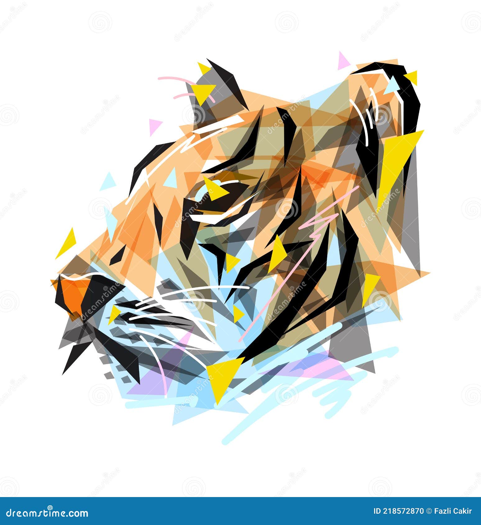 Tiger lowpoly stock vector. Illustration of shapes, portrait - 218572870