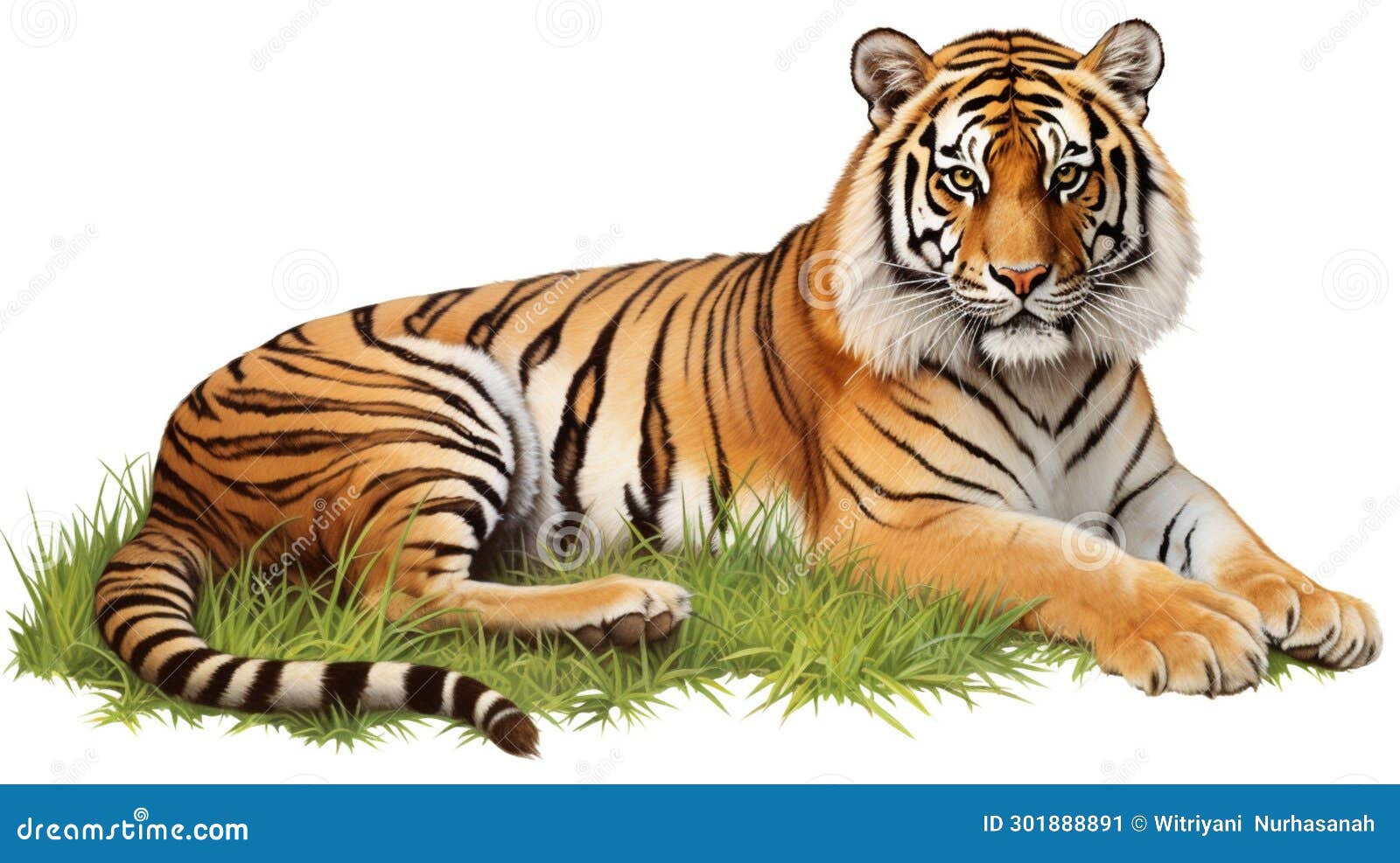 Tiger Lying Down in Field. Generative AI Stock Illustration ...