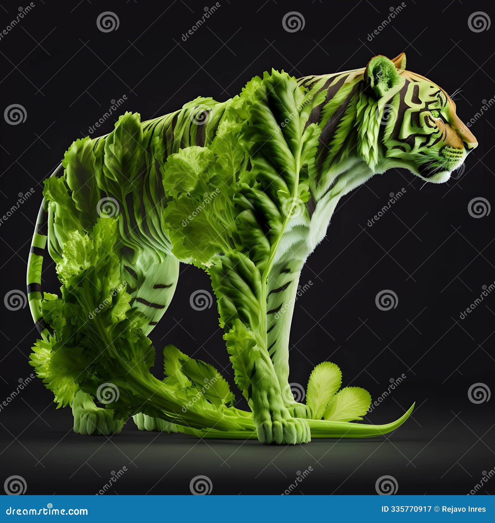 A Tiger Made Of Many Cubes On A Black Uniform Background. Constructor ...