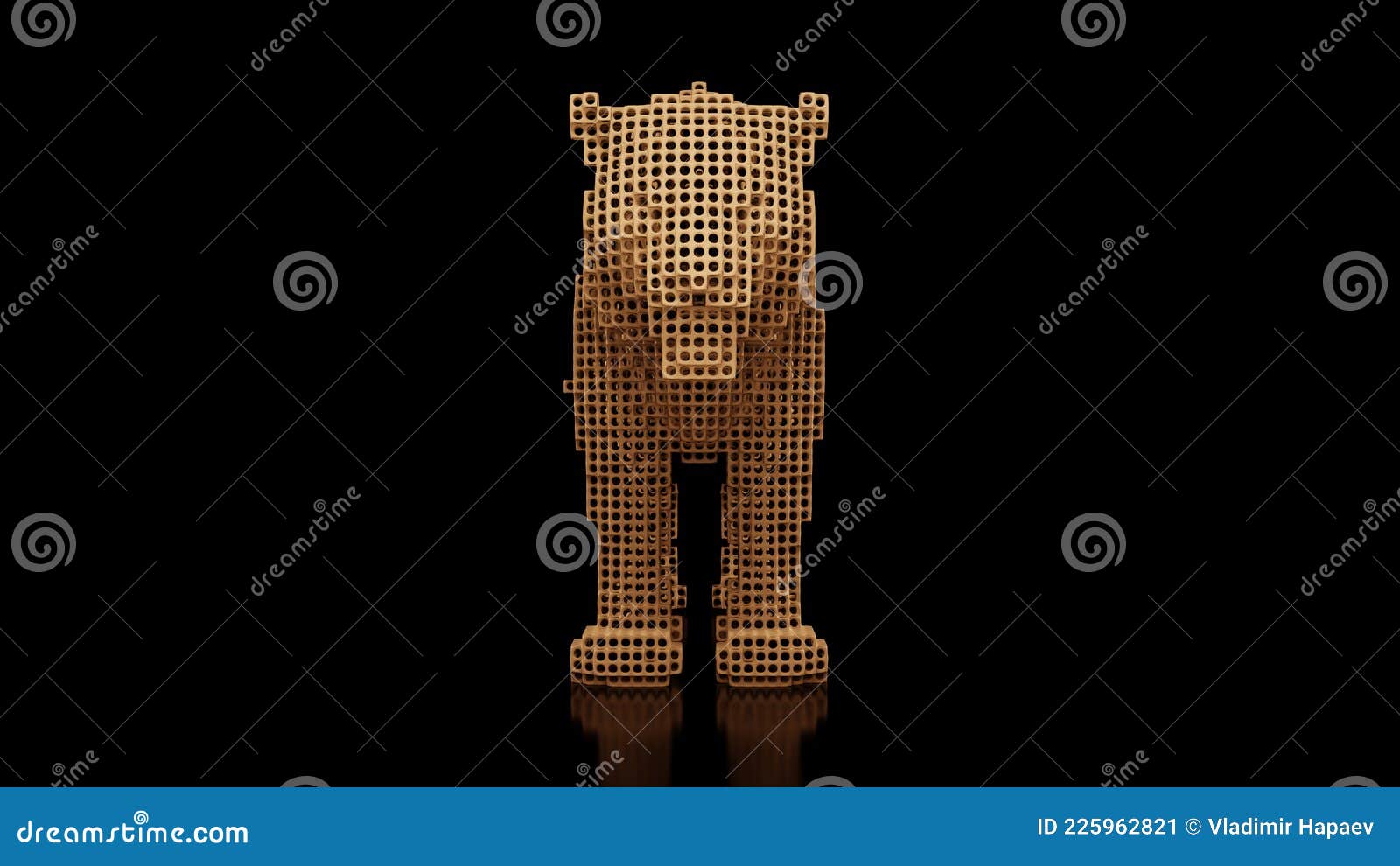 A Tiger Made of Many Cubes on a Black Uniform Background. Constructor ...