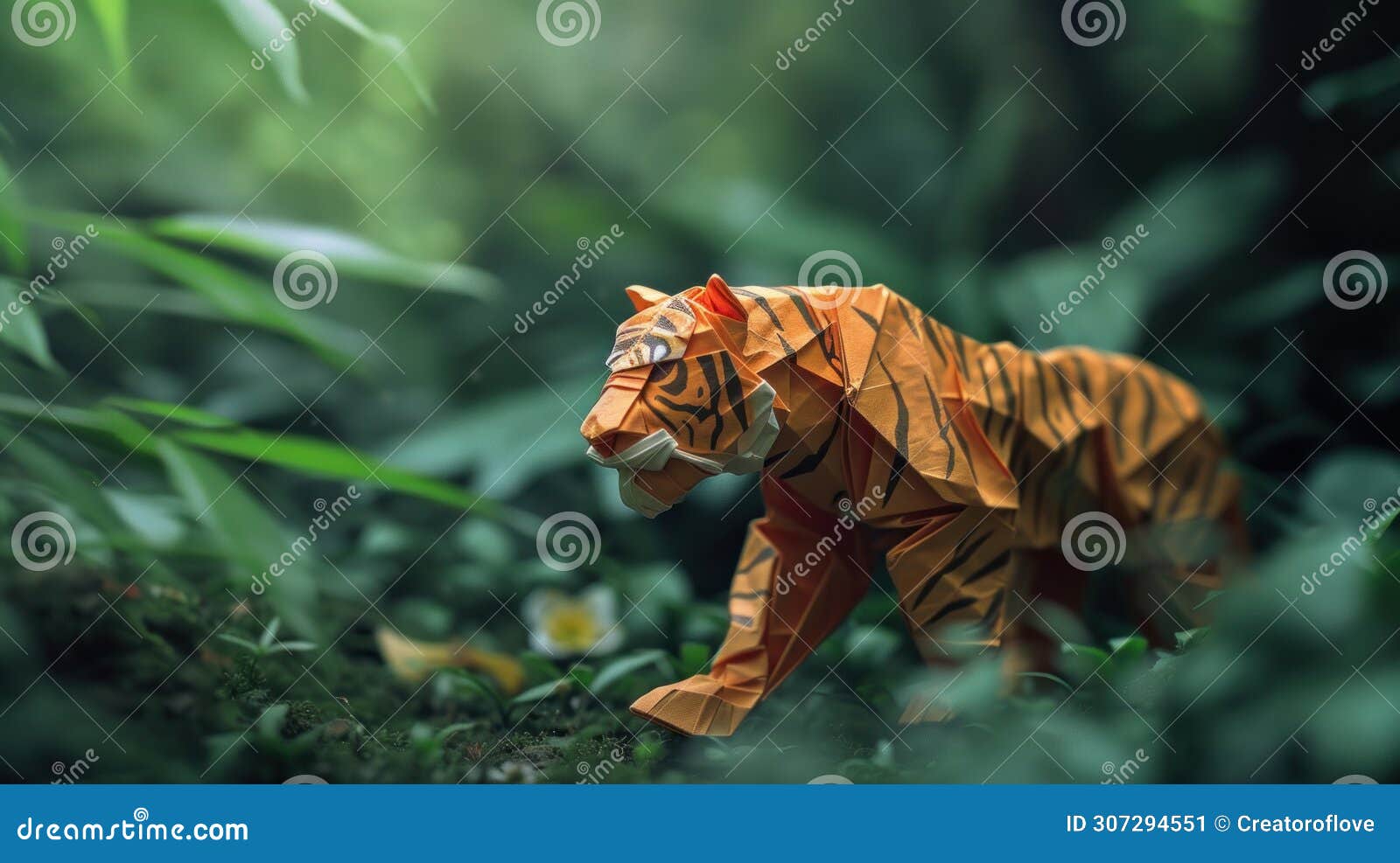 A Tiger Made by Origami Sheet in Forest Stock Illustration ...