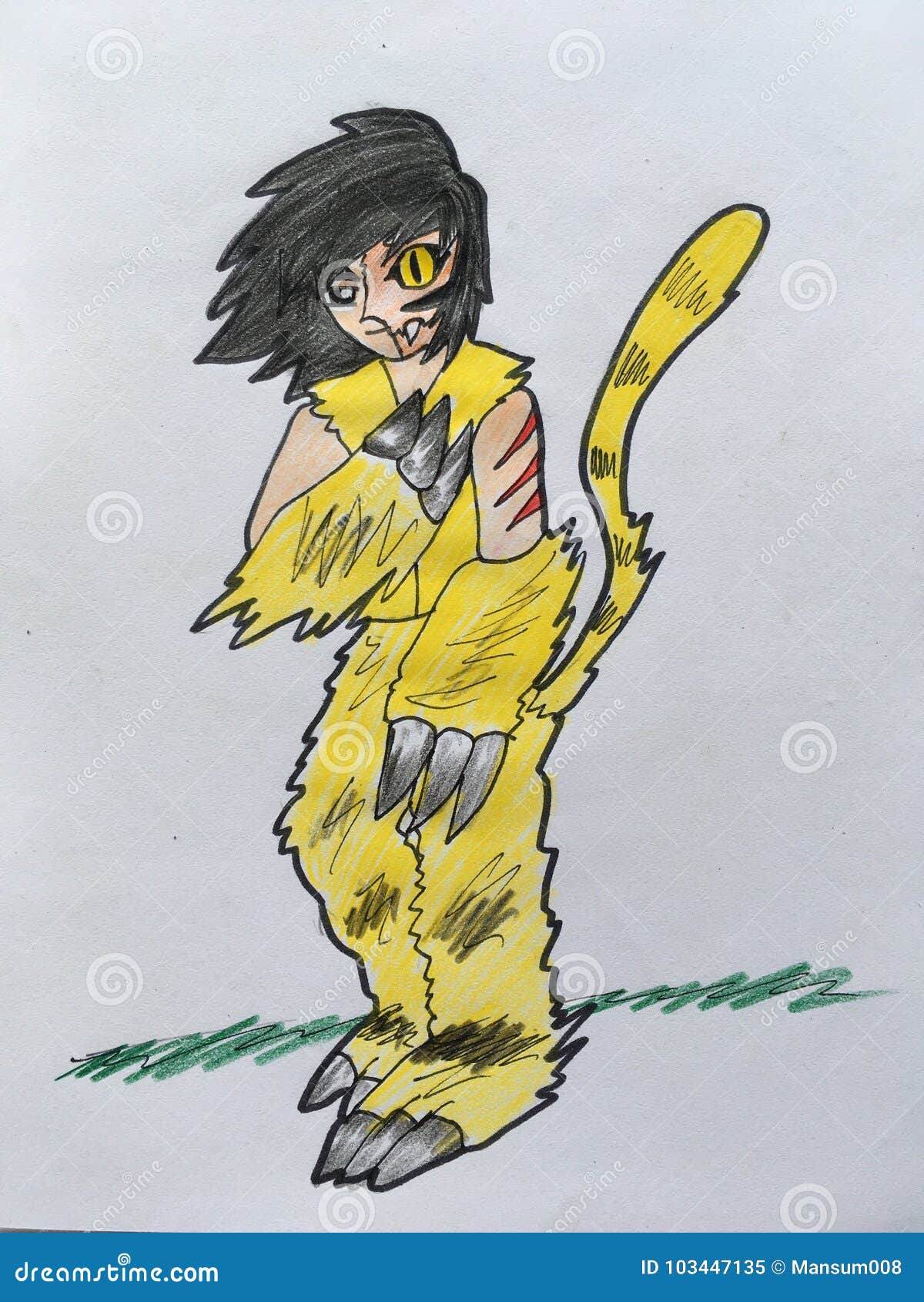 Tiger man cartoon stock illustration. Illustration of paper - 103447135